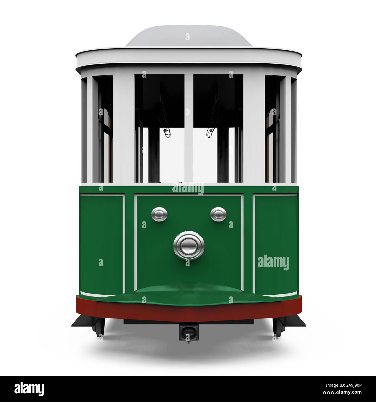 Vintage Green Tram Isolated Stock Photo - Alamy
