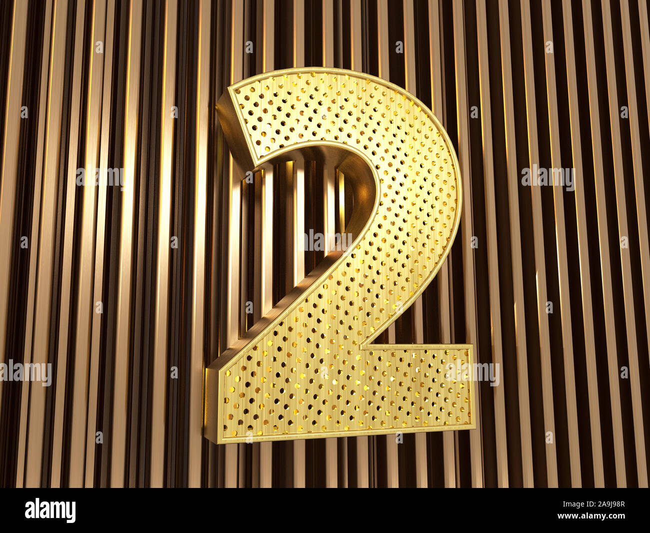 number 2 (number two) perforated with small holes on the metal ...