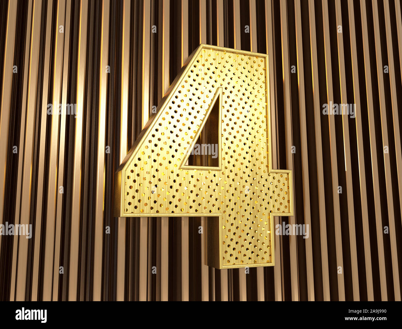 number 4 (number four) perforated with small holes on the metal ...