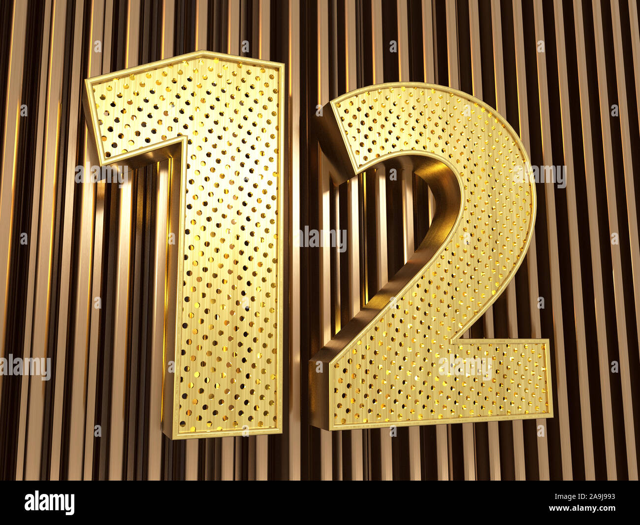 number 12 (number twelve) perforated with small holes on the metal ...