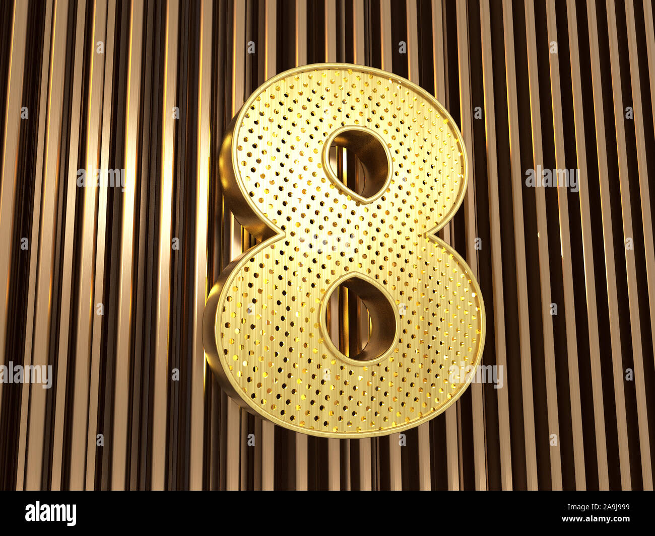 number 8 (number eight) perforated with small holes on the metal ...