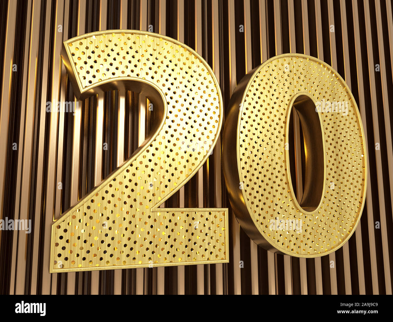 number 20 (number twenty) perforated with small holes on the metal ...