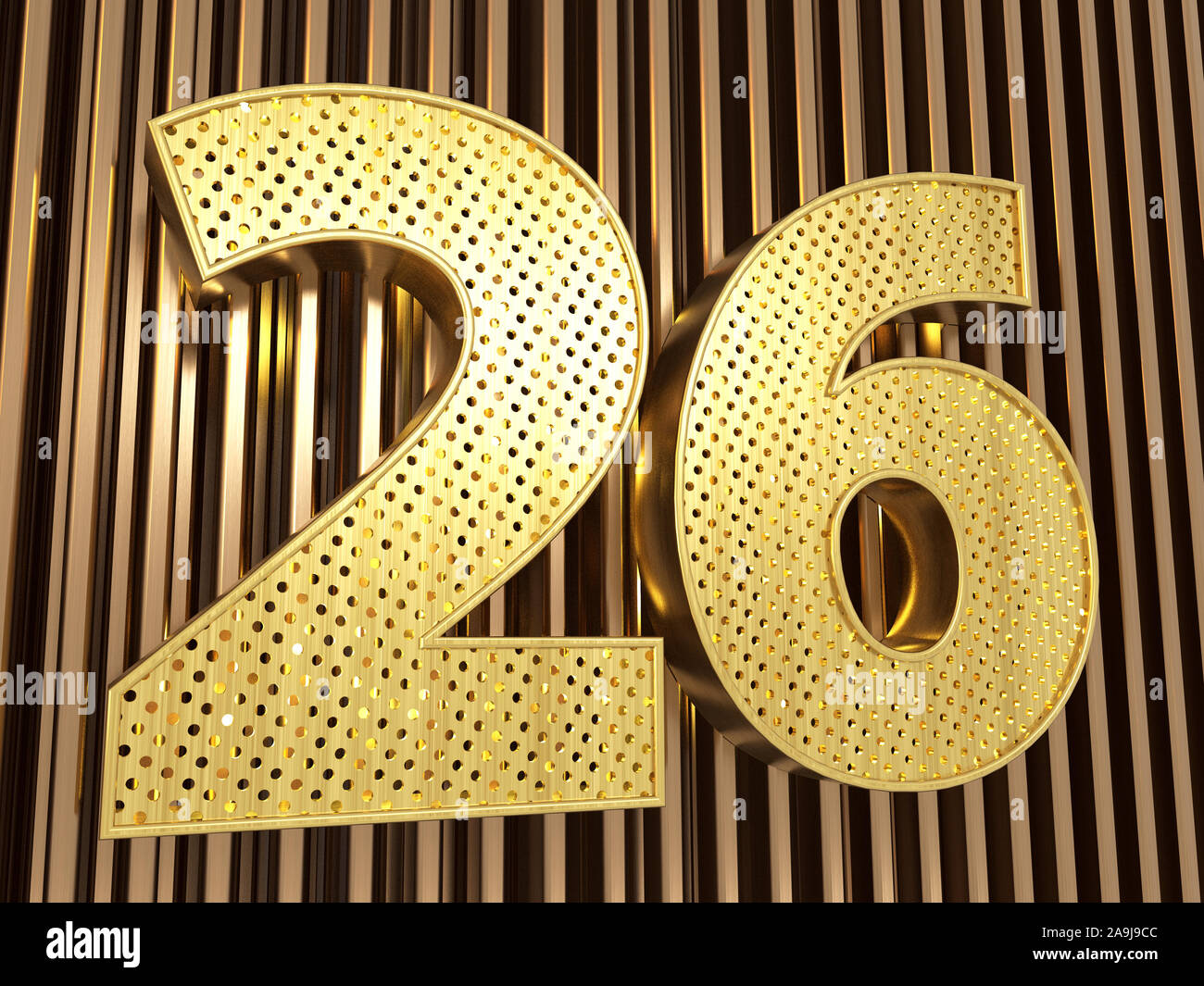 number 26 (number twenty-six) perforated with small holes on the metal ...