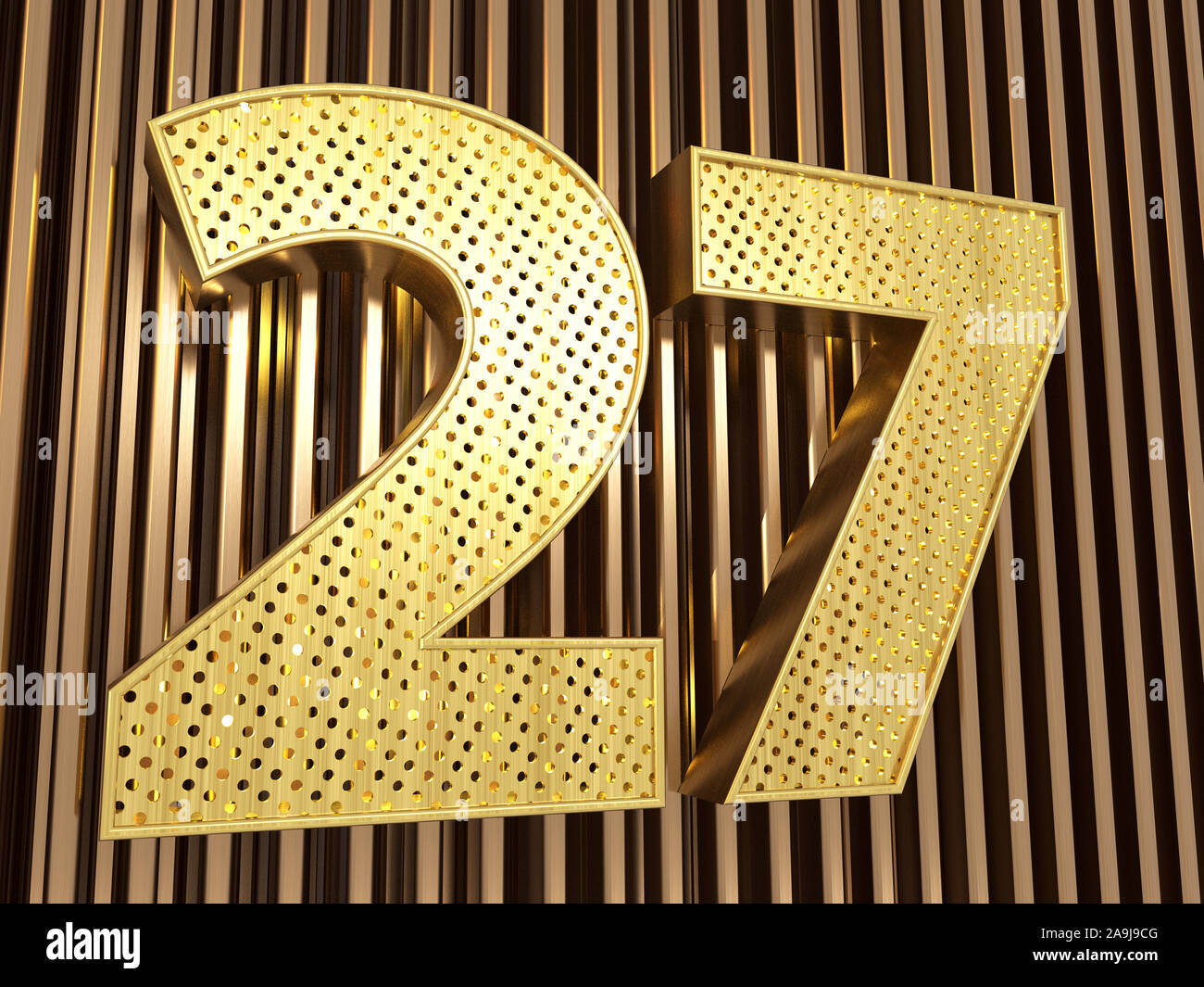 number 27 (number twenty-seven) perforated with small holes on the ...