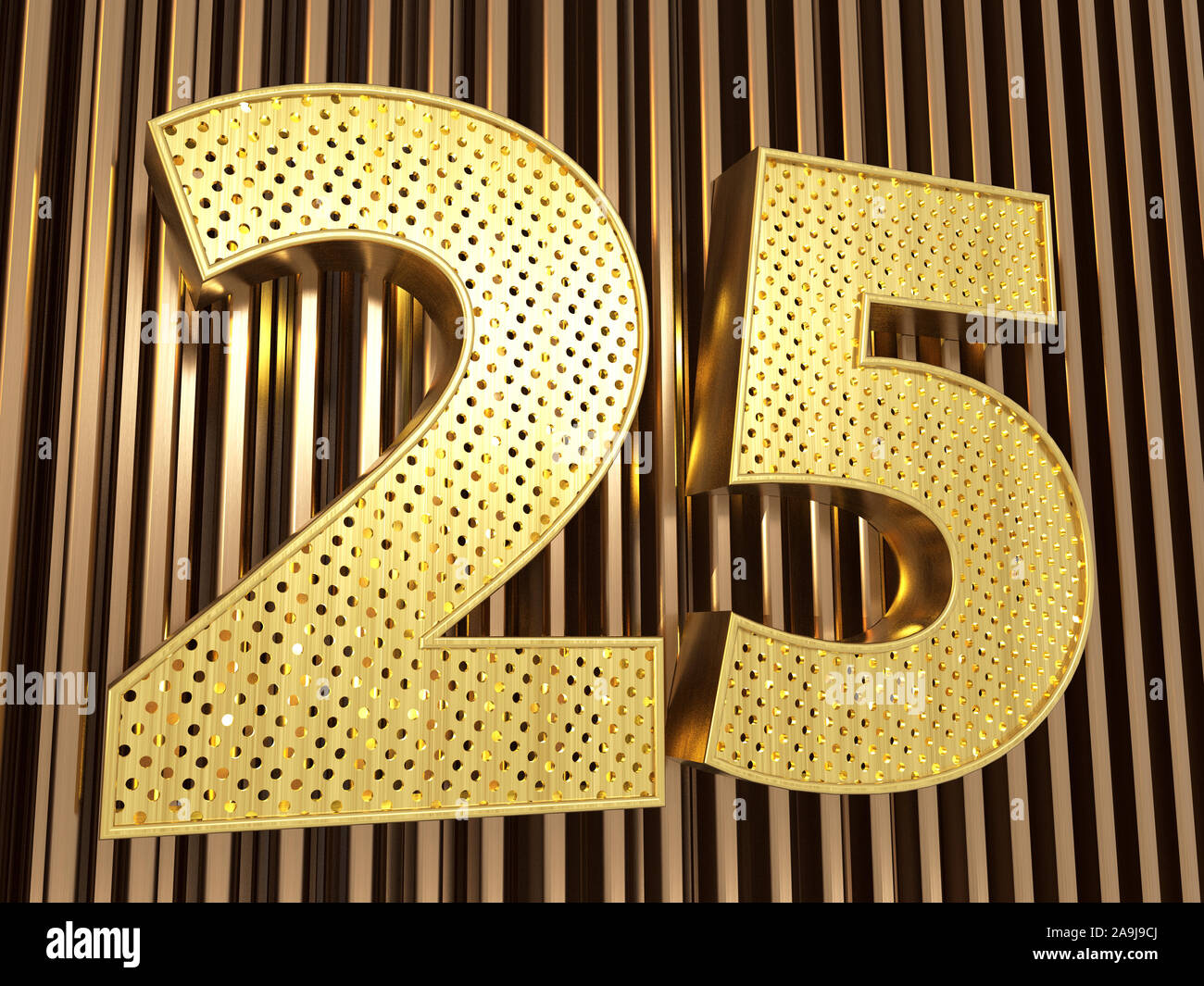 number 25 (number twenty-five) perforated with small holes on the metal ...