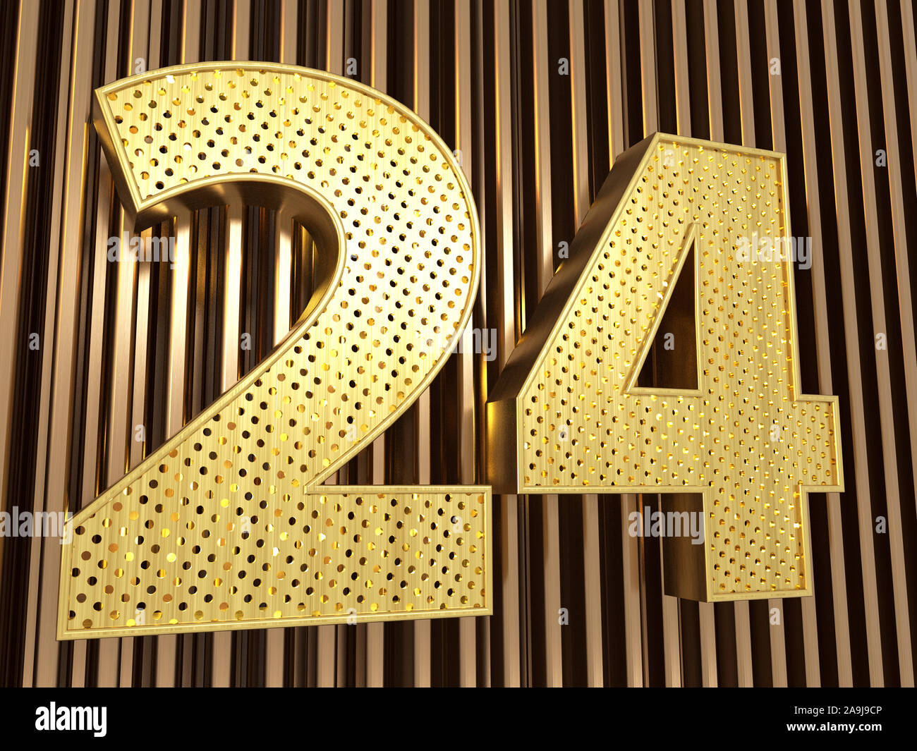 number 24 (number twenty-four) perforated with small holes on the metal ...
