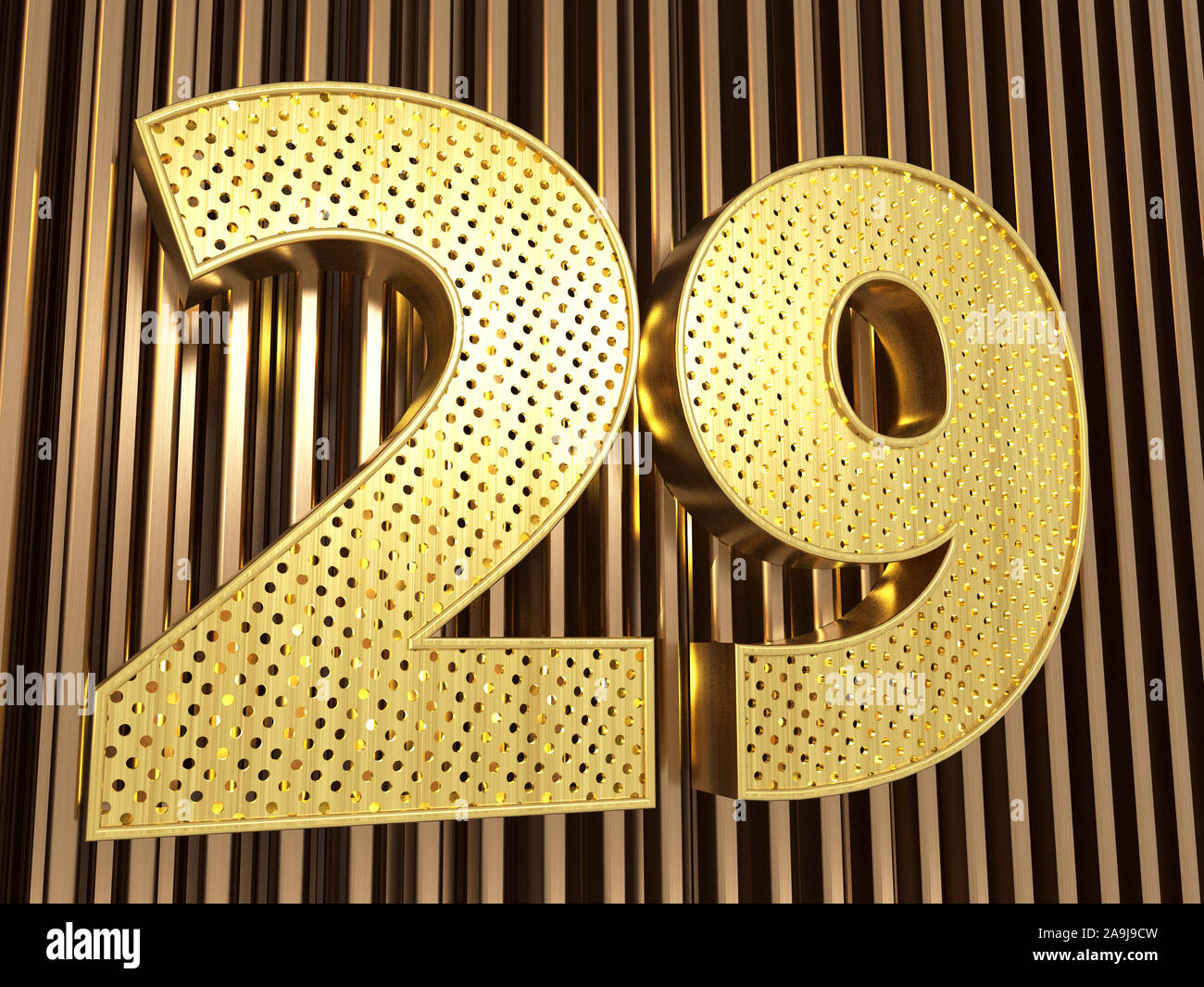 number 29 (number twenty-nine) perforated with small holes on the metal ...