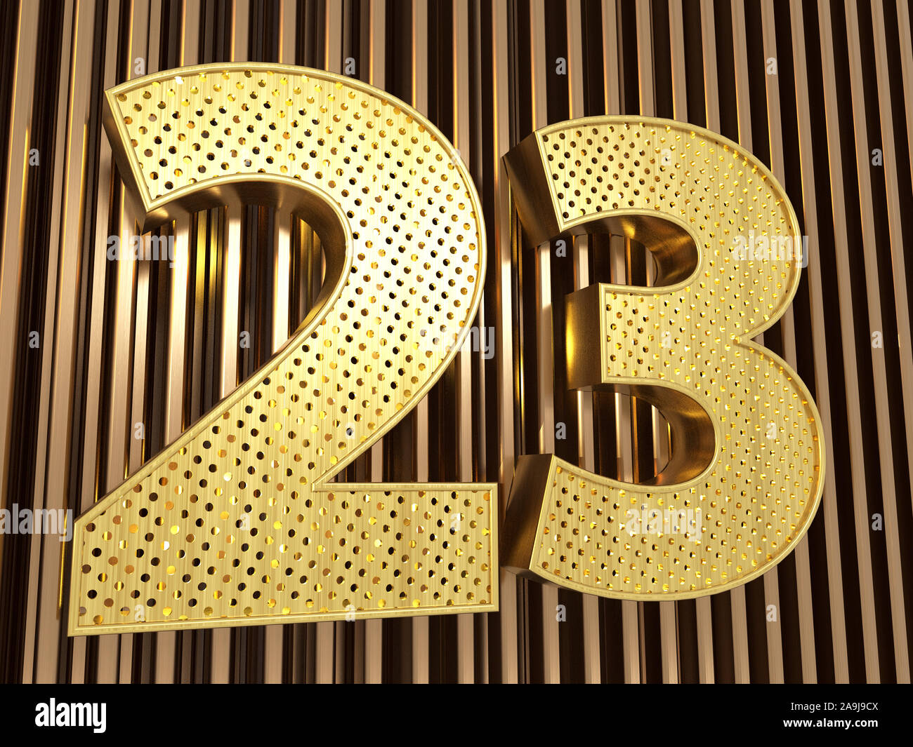 number 23 (number twenty-three) perforated with small holes on the ...