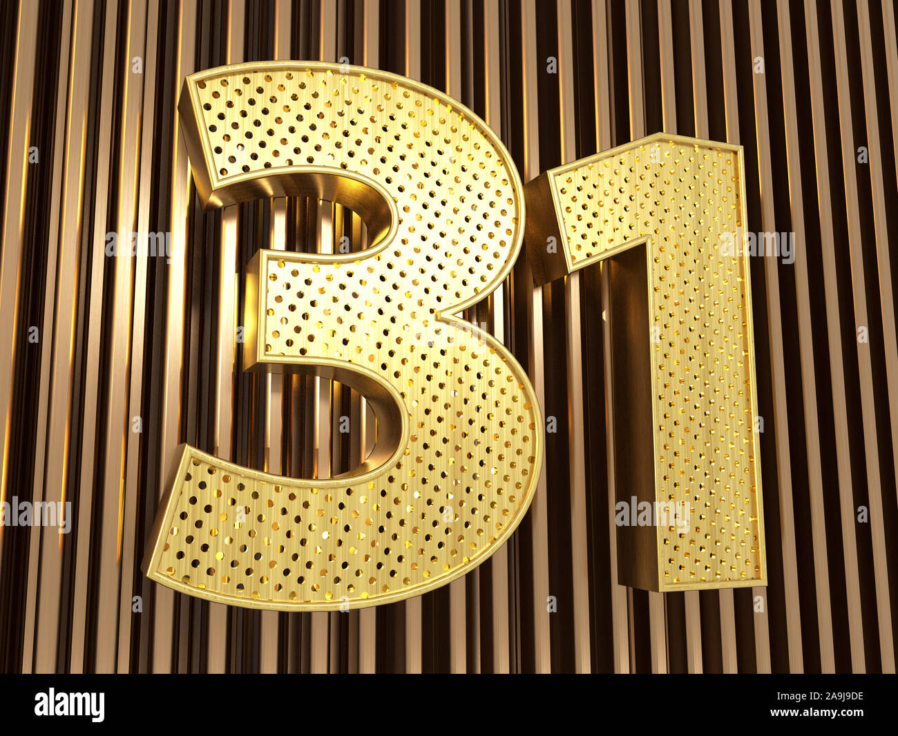 number 31 (number thirty-one) perforated with small holes on the metal ...