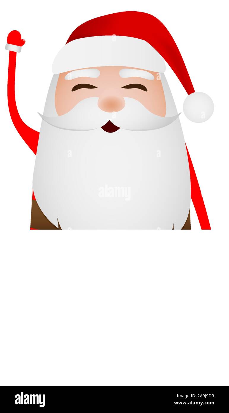 Cartoon funny santa claus waving hand isolated on white Stock Vector ...