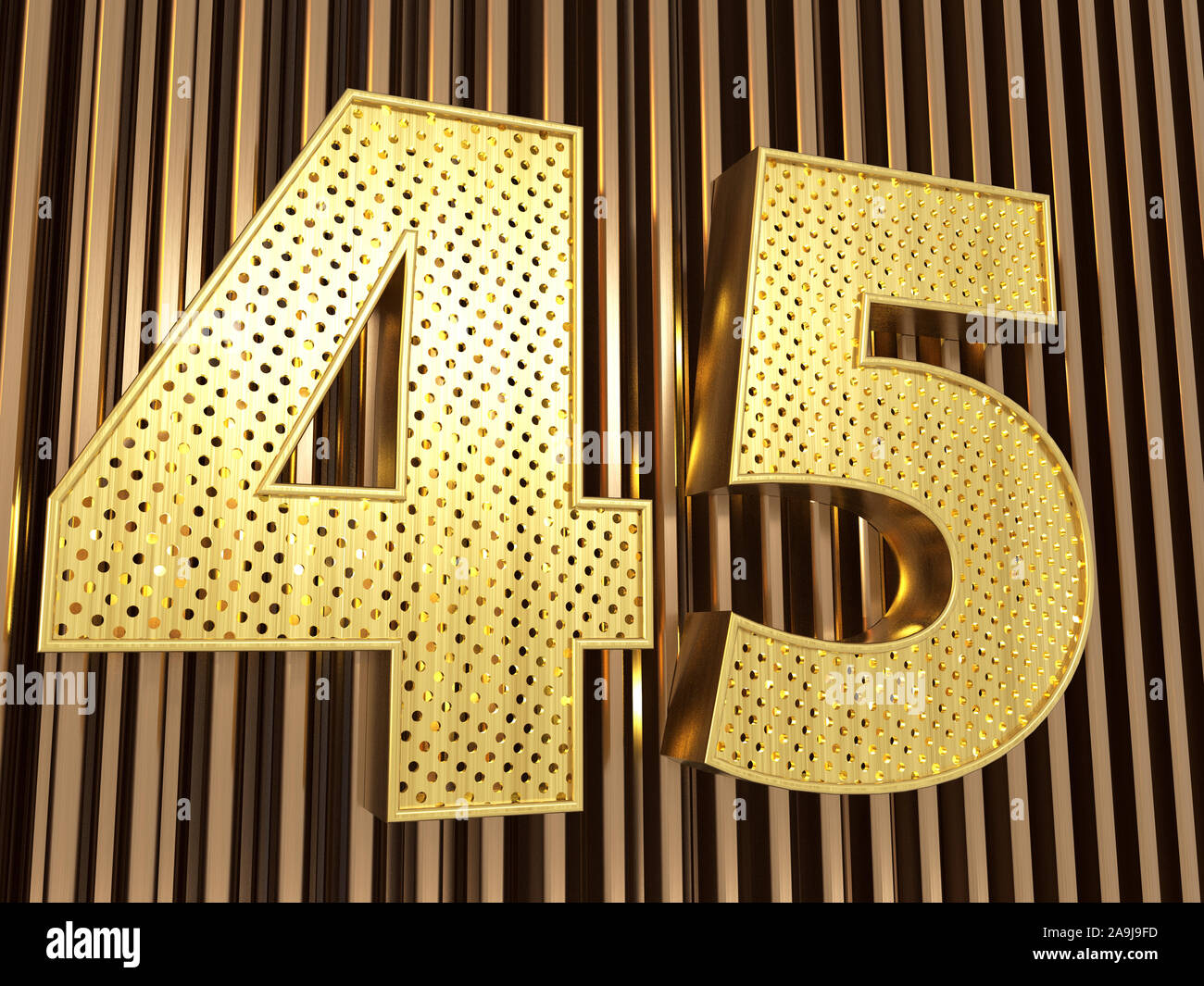 number 45 (number forty-five) perforated with small holes on the metal ...