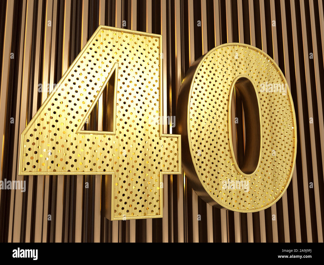 number 40 (number forty) perforated with small holes on the metal ...