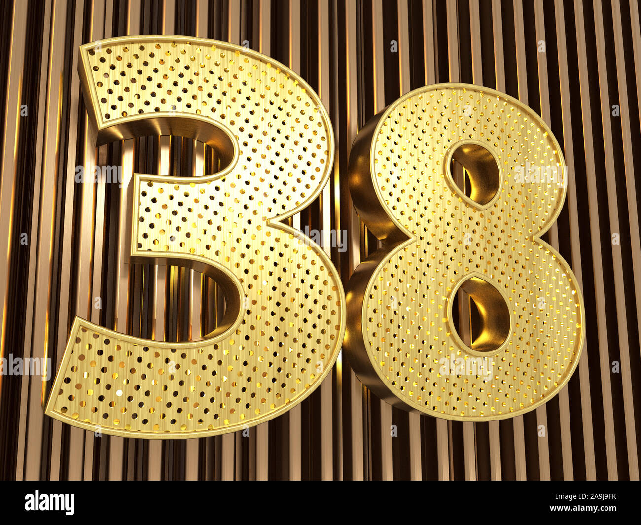 number 38 (number thirty-eight) perforated with small holes on the ...