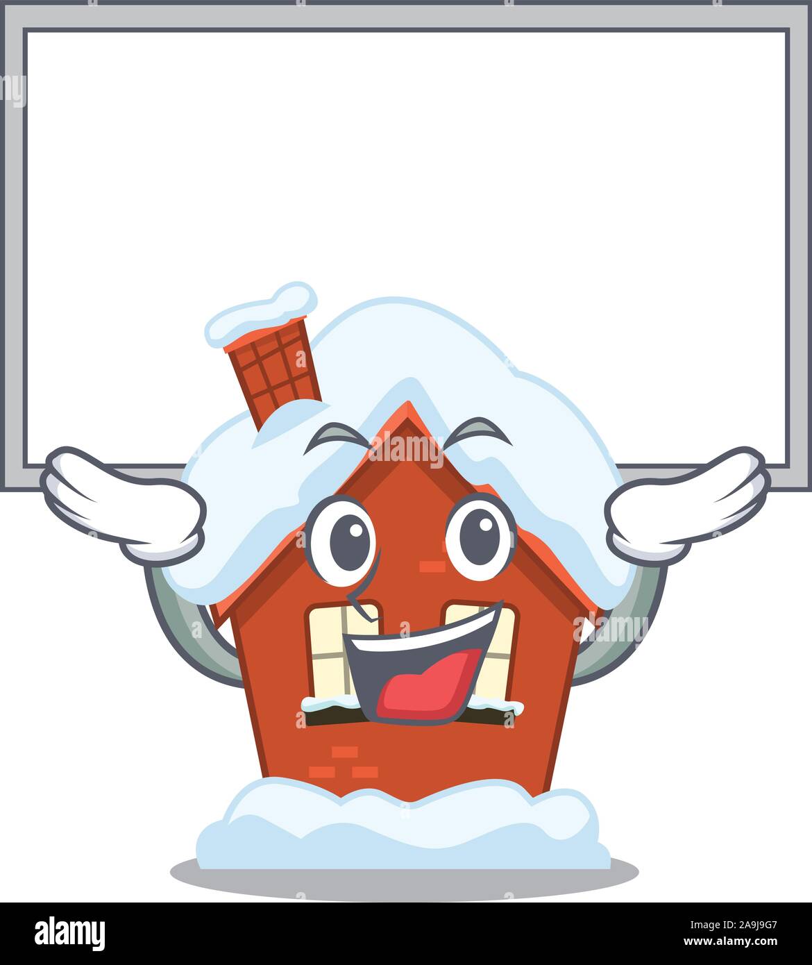 Cartoon winter house with in up board character Stock Vector Image ...