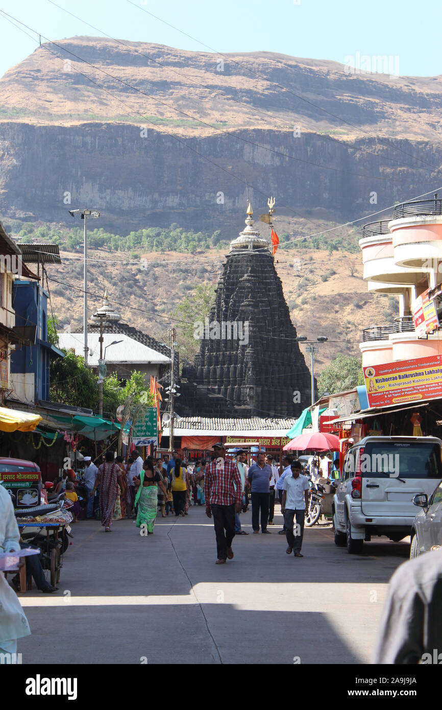 NASHIK, MAHARASHTRA, INDIA, April 2019, Devotee at Trimbakeshwar Shiva ...