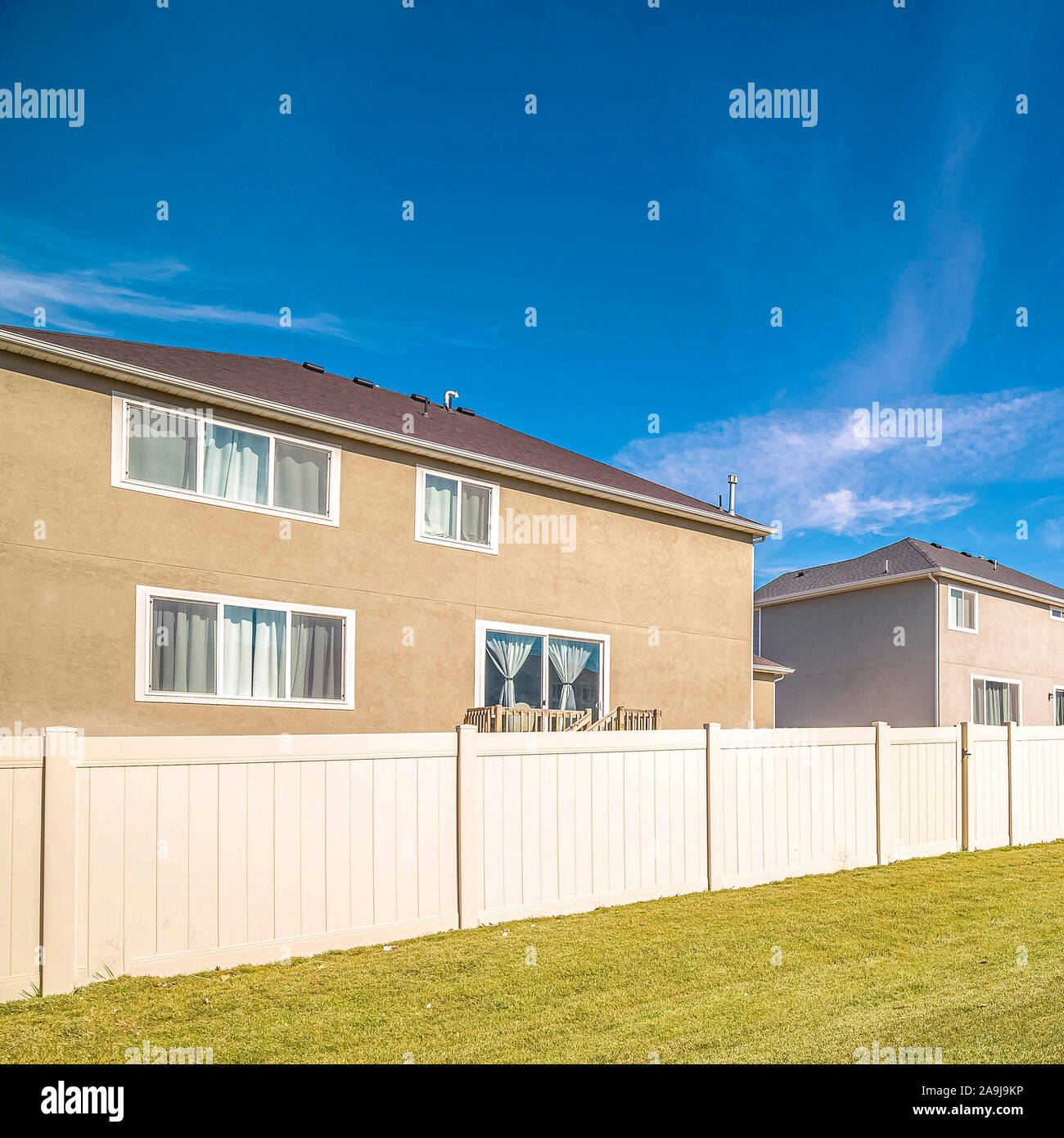 Square frame Pedestrian walkway on a modern housing estate Stock Photo ...
