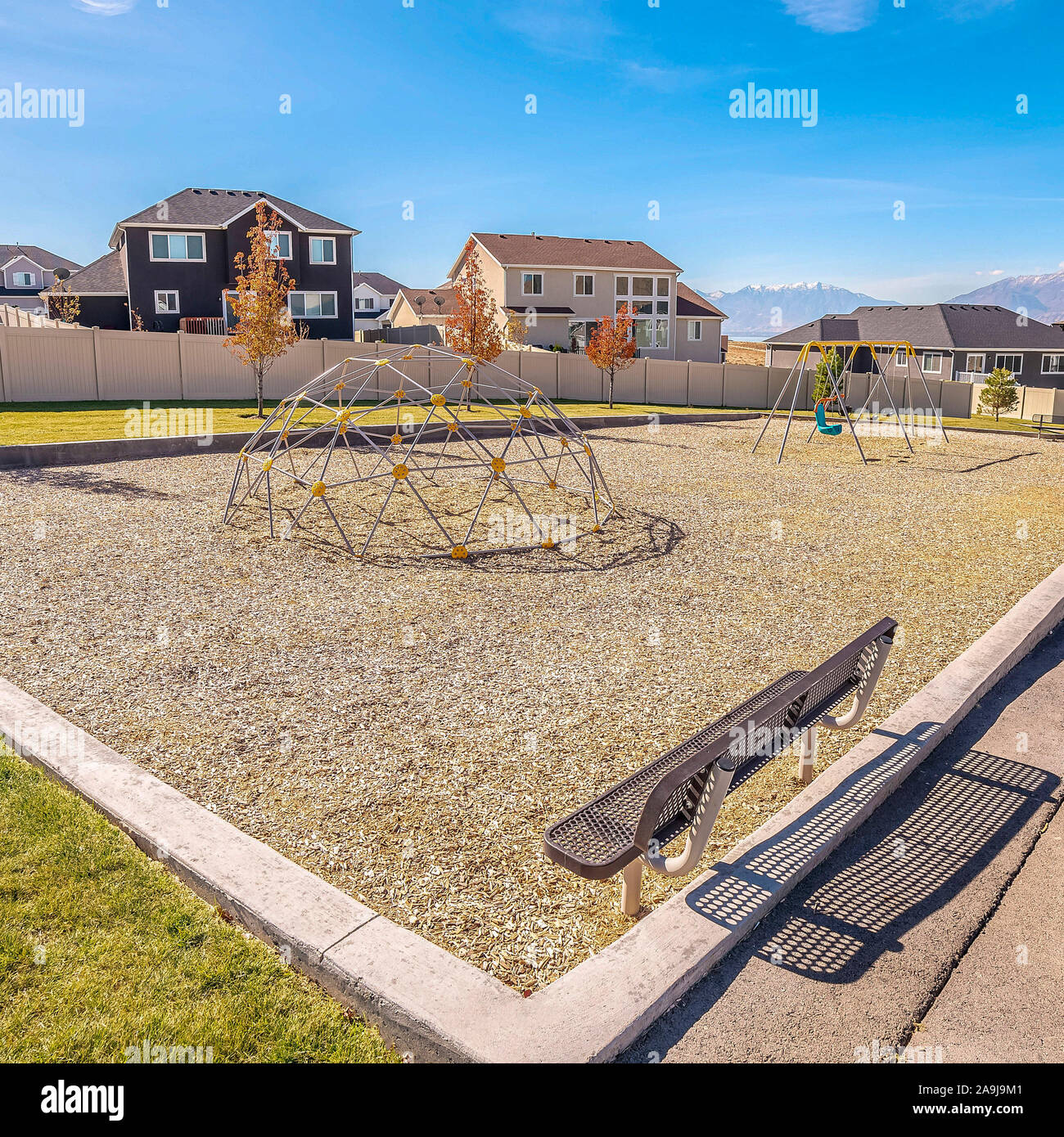 Square frame Corner perspective of a climbing dome for kids Stock Photo ...