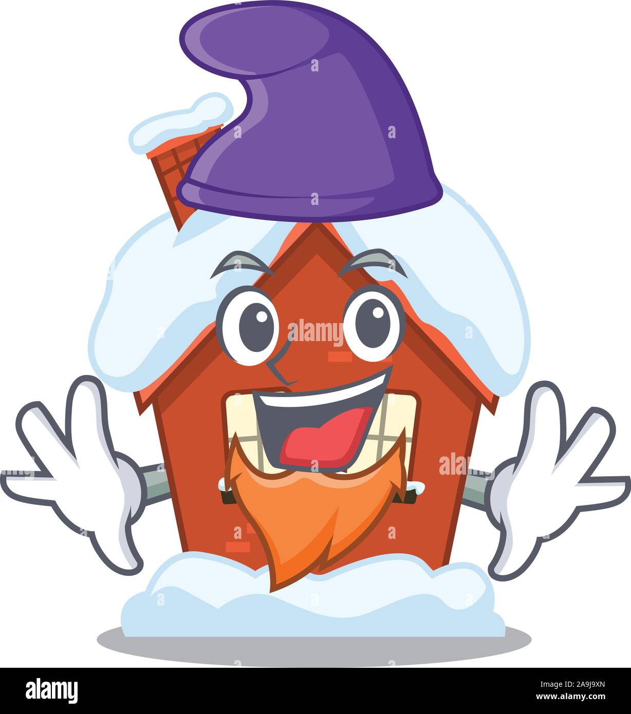 Cartoon winter house with in elf character Stock Vector Image & Art - Alamy