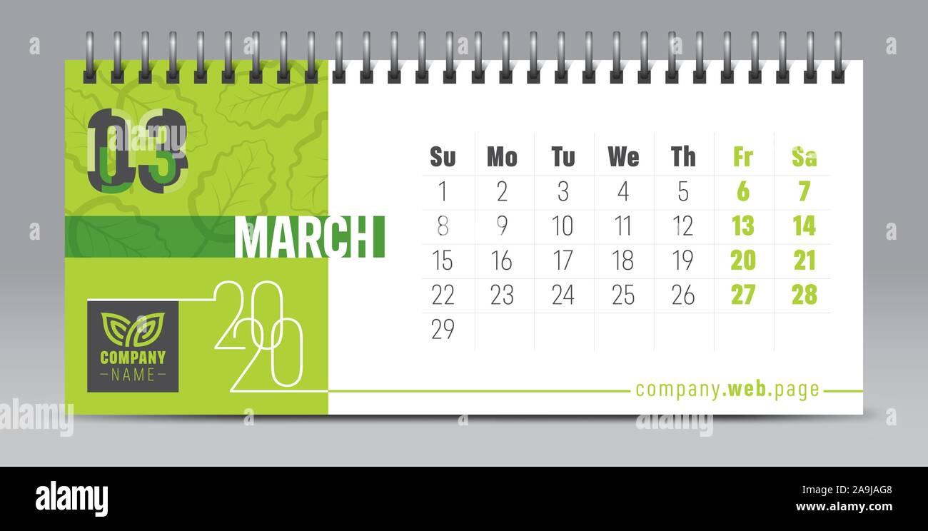 2020 vector calendar design, typography, illustration Stock Vector ...