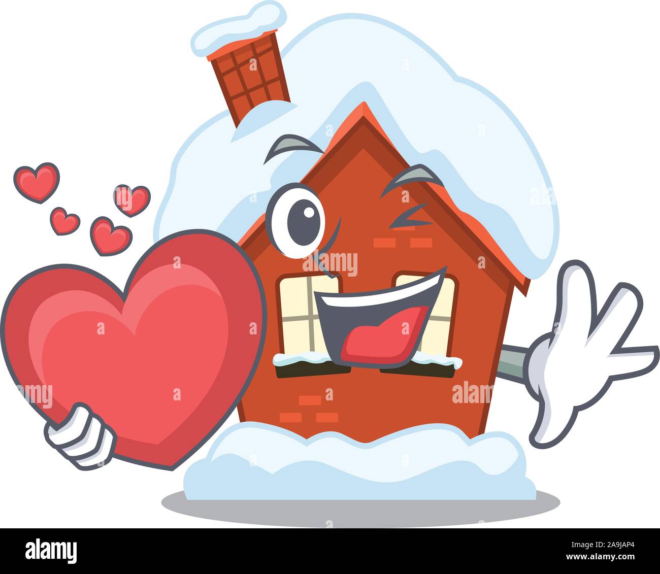 Mascot winter house a cartoon isolated holding heart Stock Vector Image ...