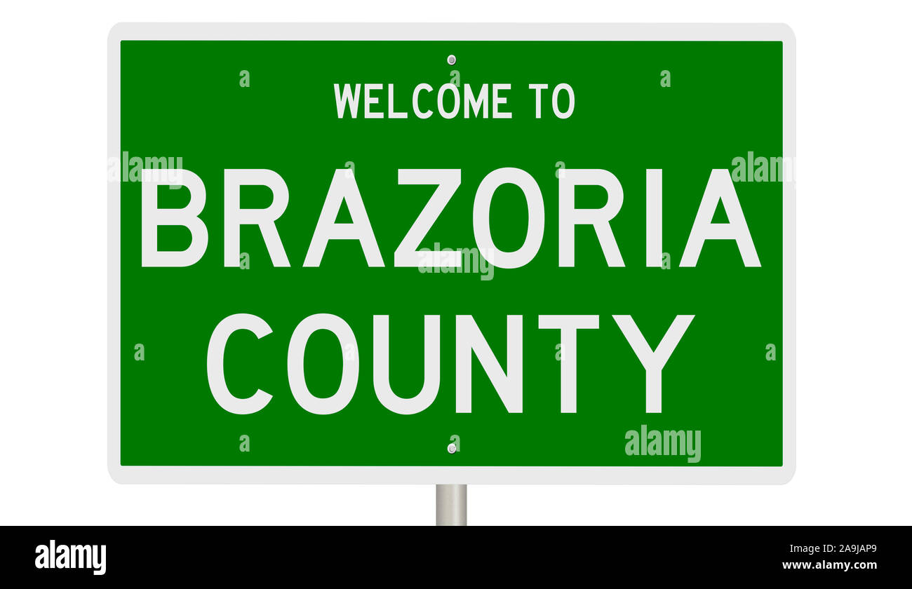 Rendering of a green 3d highway sign for Brazoria County in Texas Stock ...