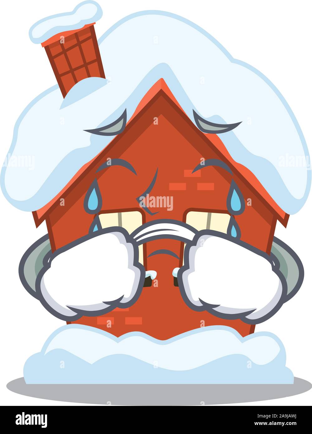 Mascot winter house a cartoon isolated crying Stock Vector Image & Art ...