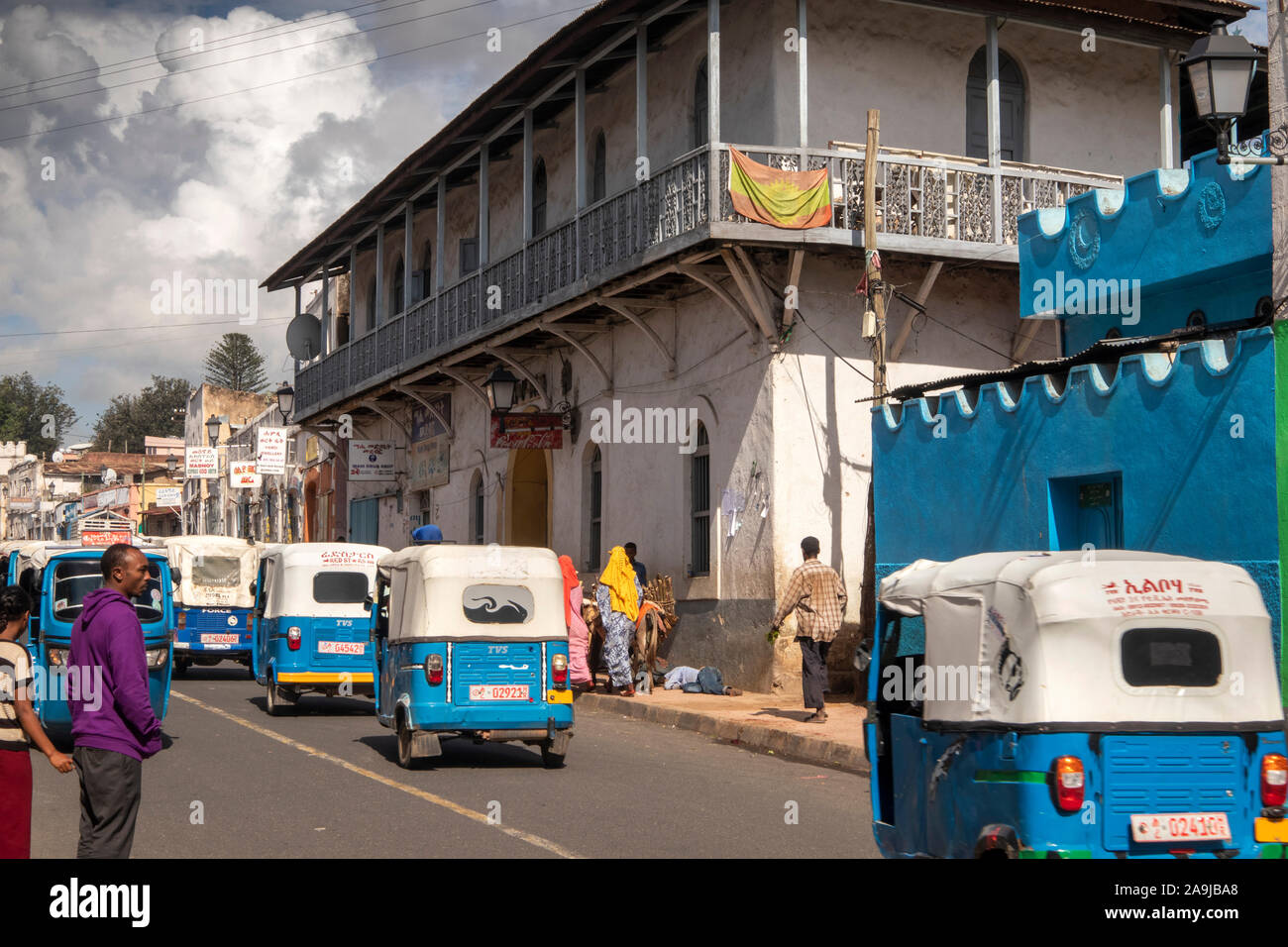 Ethiopia, East Hararghe, Harar, Harar Jugol, Old Walled City, line of ...