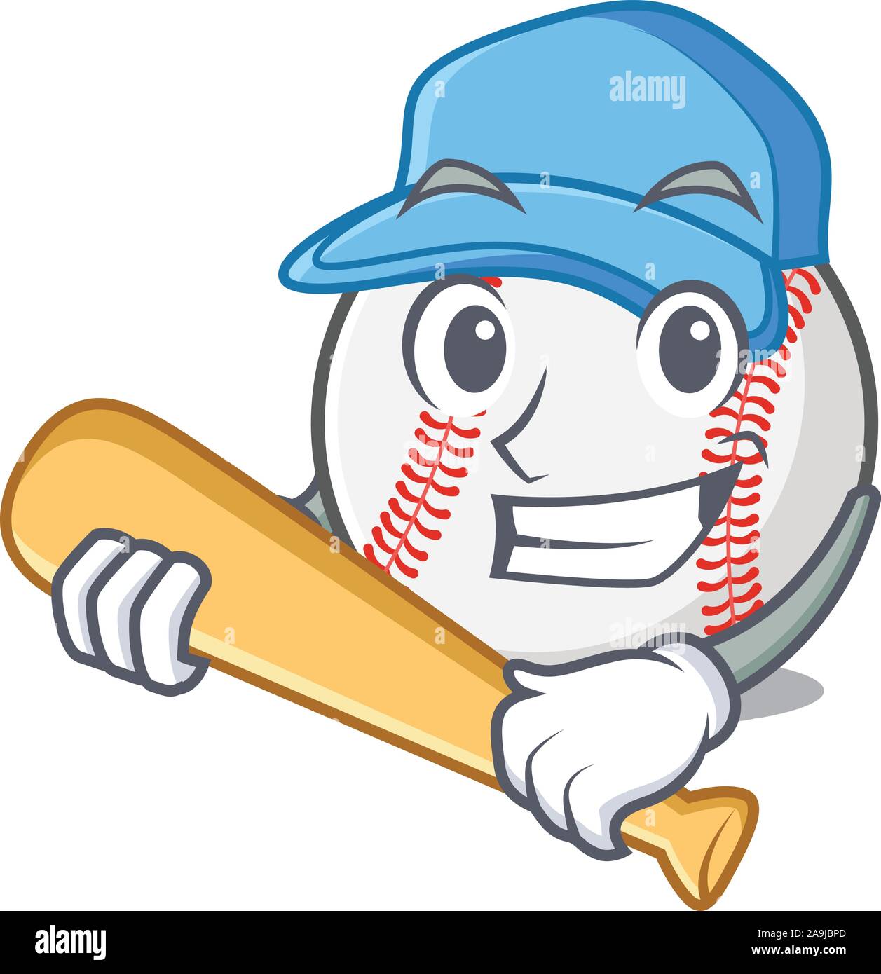 Cartoon baseball with in a character playing baseball Stock Vector ...