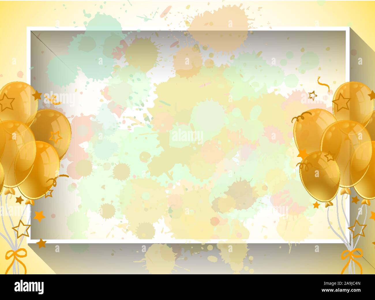 Background template design with yellow balloons illustration Stock ...