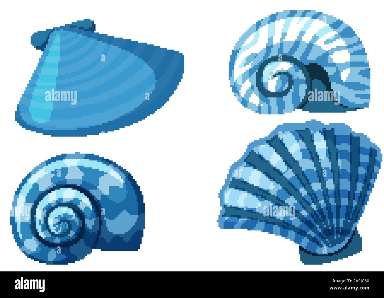 Four types of shells in blue color illustration Stock Vector Image ...
