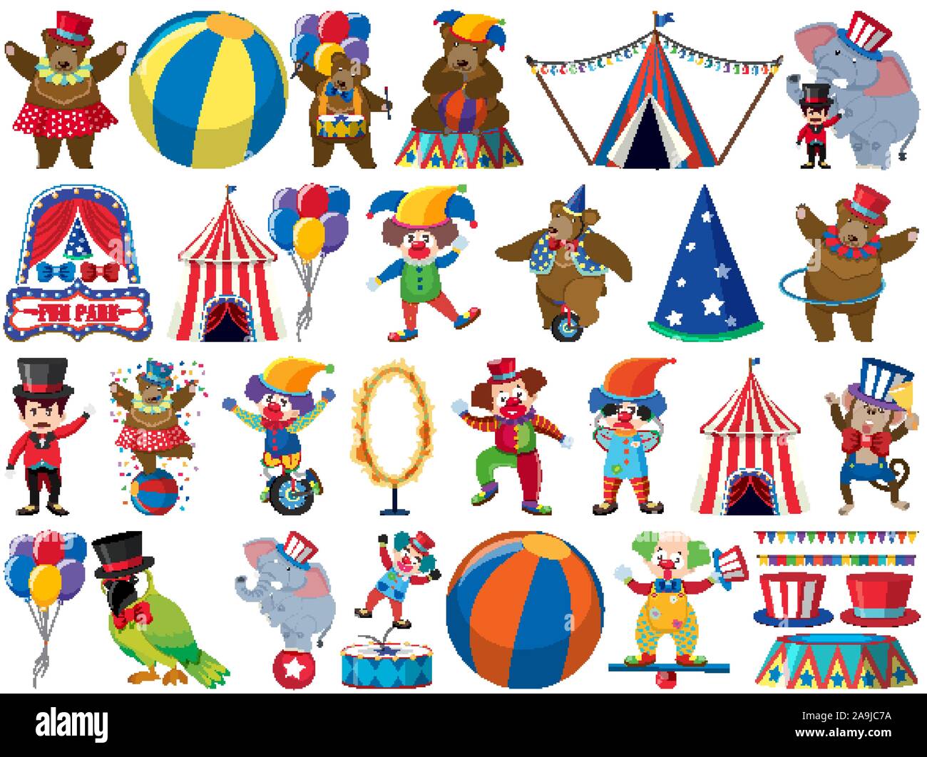 Large set of isolated objects of circus illustration Stock Vector Image ...