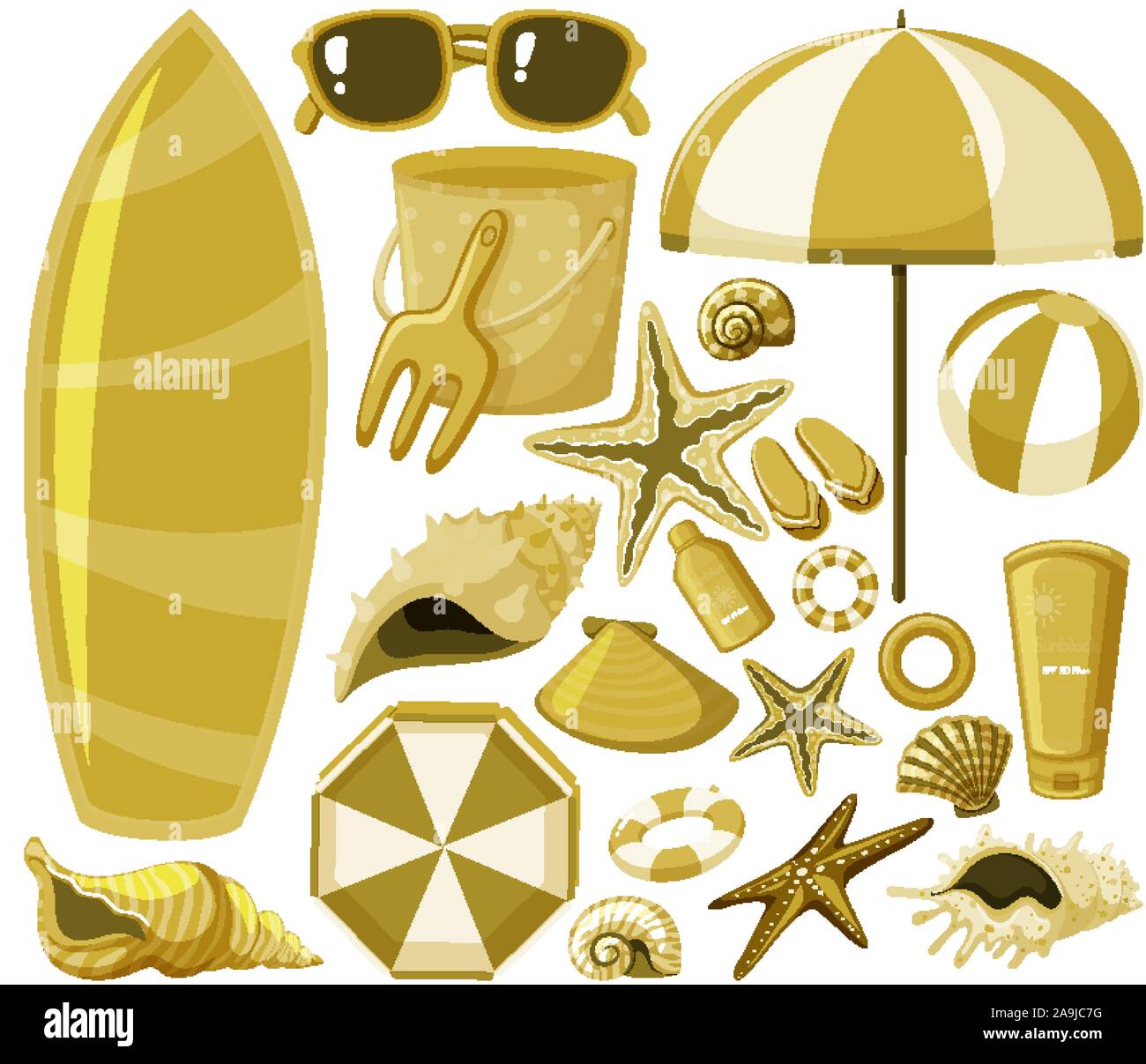Isolated set of yellow objects illustration Stock Vector Image & Art ...