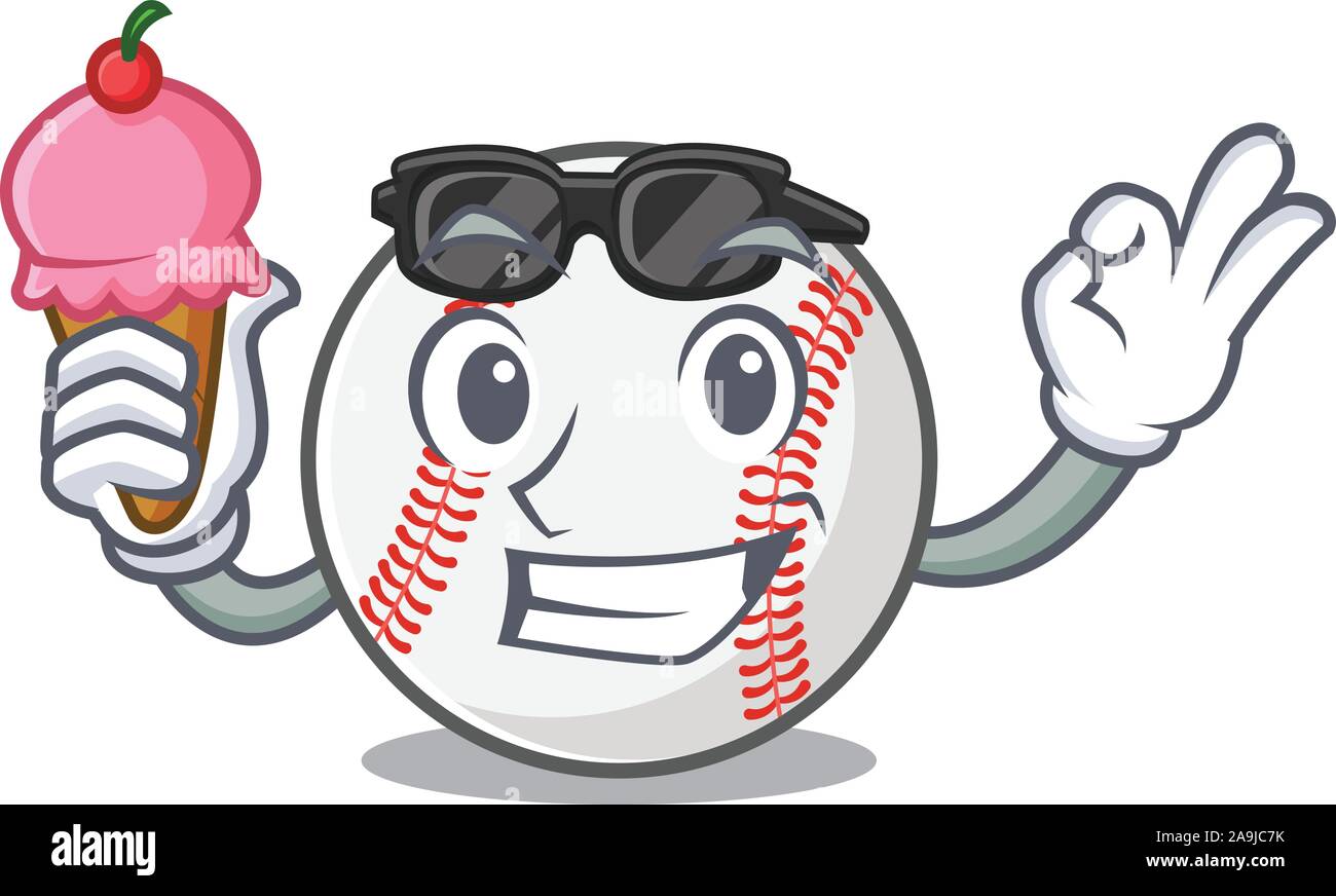 Mascot cartoon baseball the in with ice cream shape Stock Vector Image ...