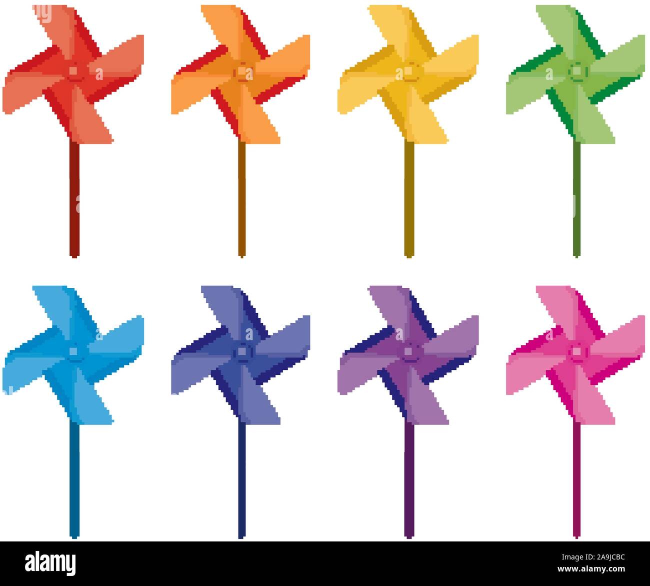 Set of wind spinners in different colors illustration Stock Vector ...