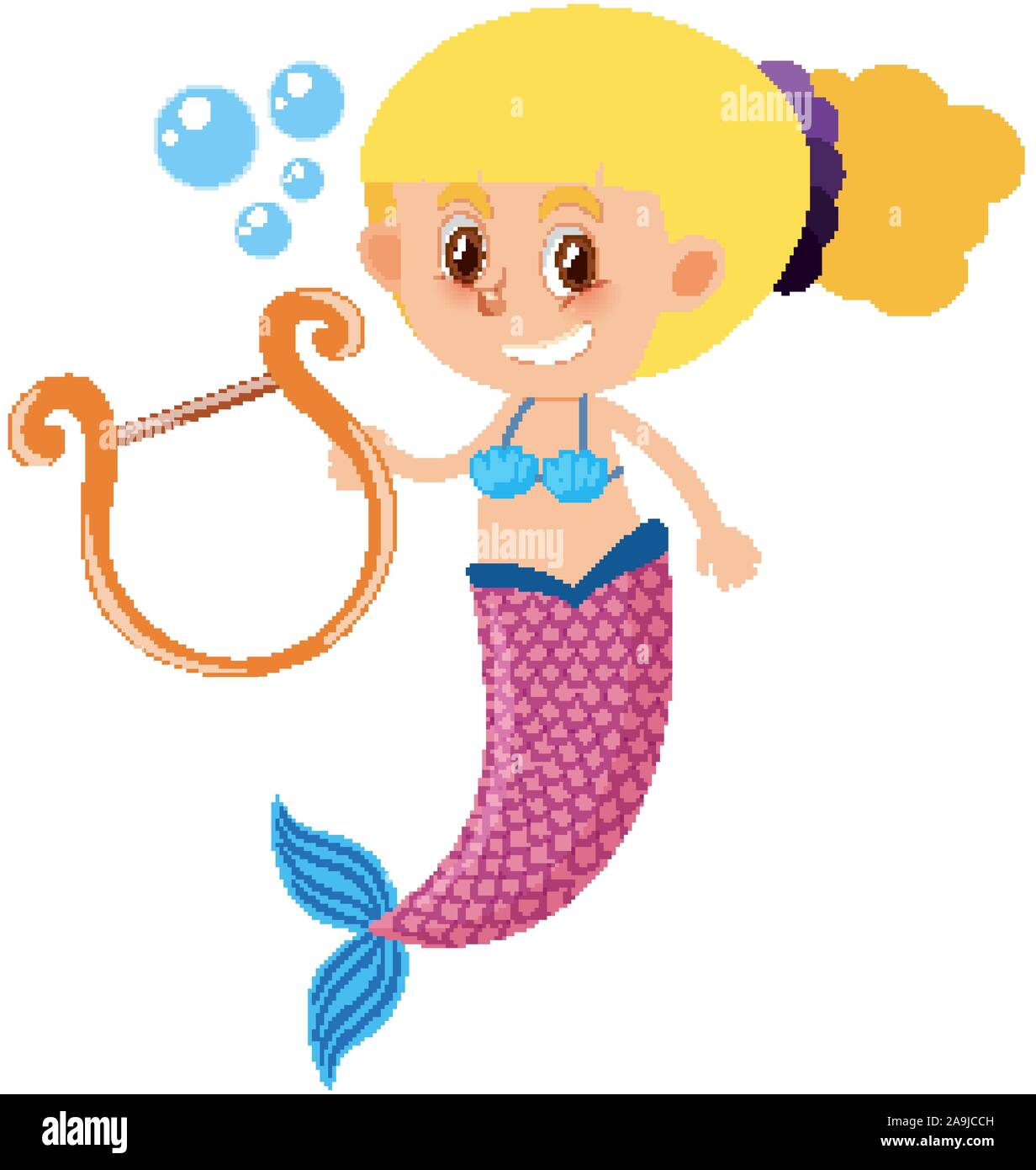 Single character of mermaid on white background illustration Stock ...