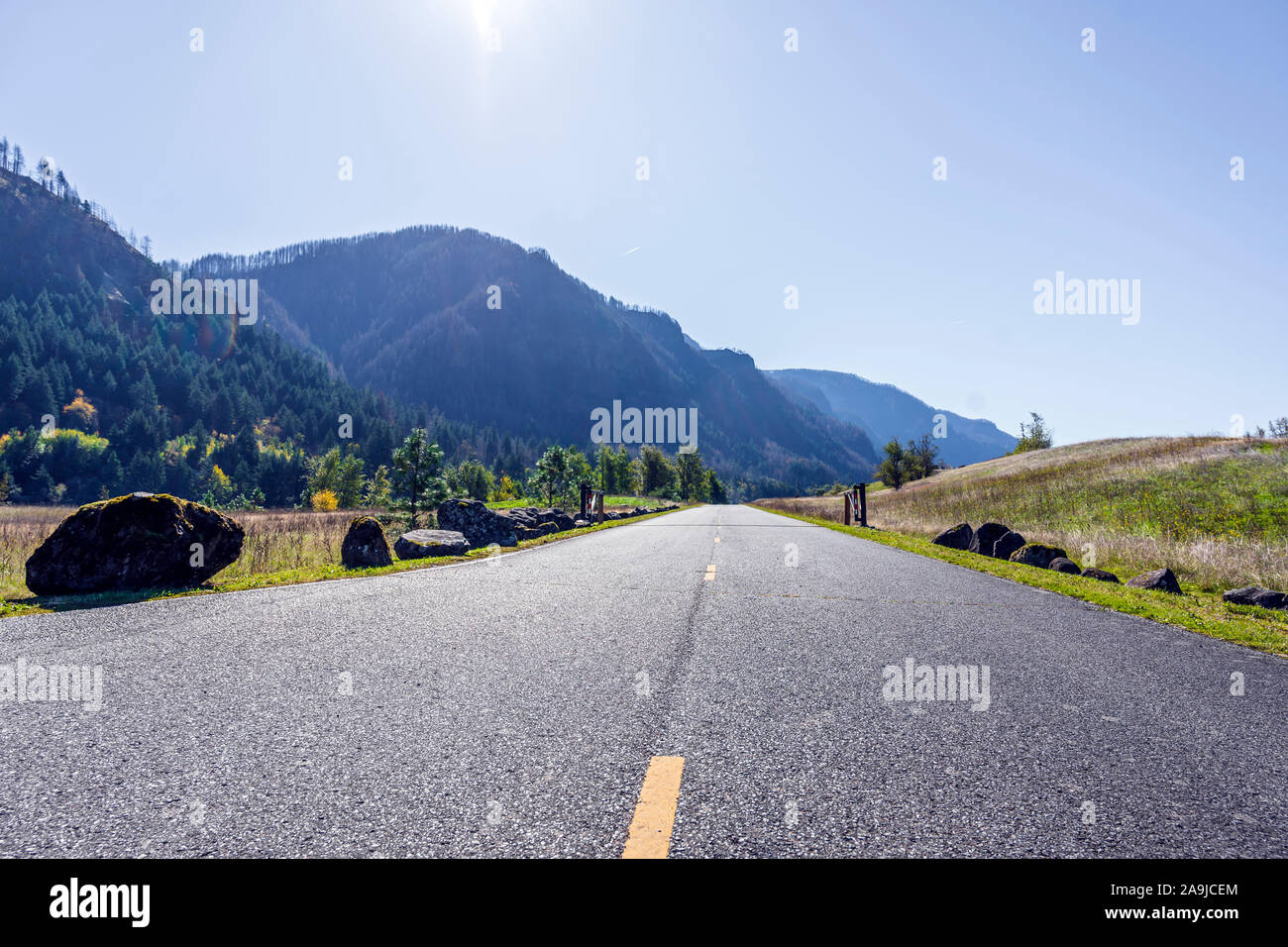 The Stunning scenic road abutting to the horizon in the protected ...