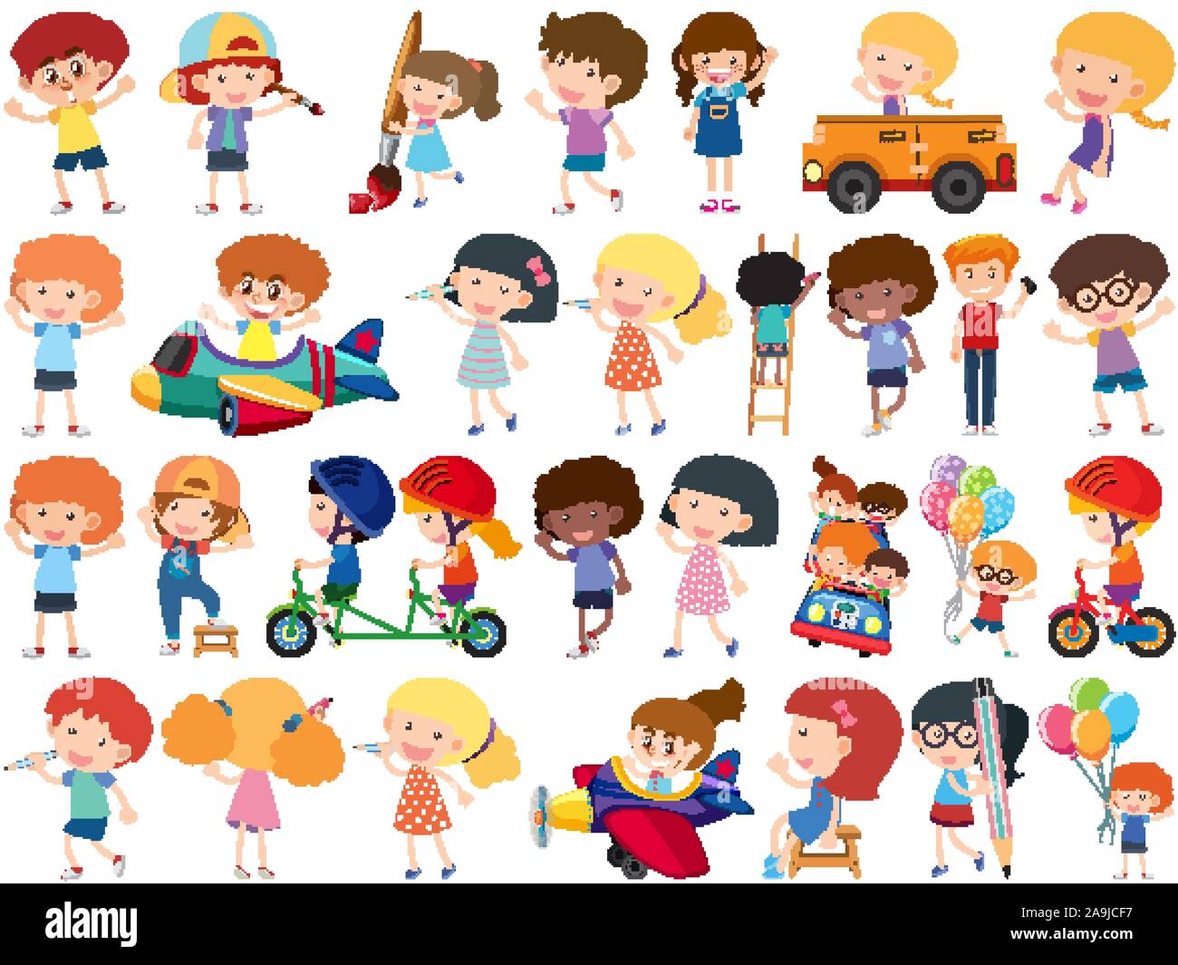Large set of isolated objects of many characters illustration Stock ...