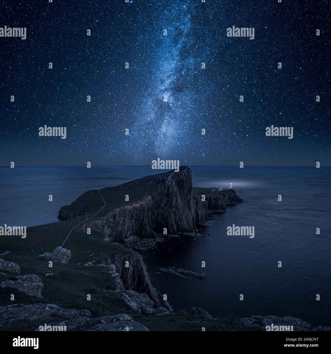 Neist point lighthouse at night, Isle of Skye, Scotland Stock Photo - Alamy