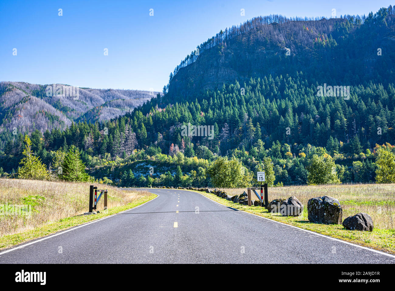 The Stunning scenic road abutting to the horizon in the protected ...