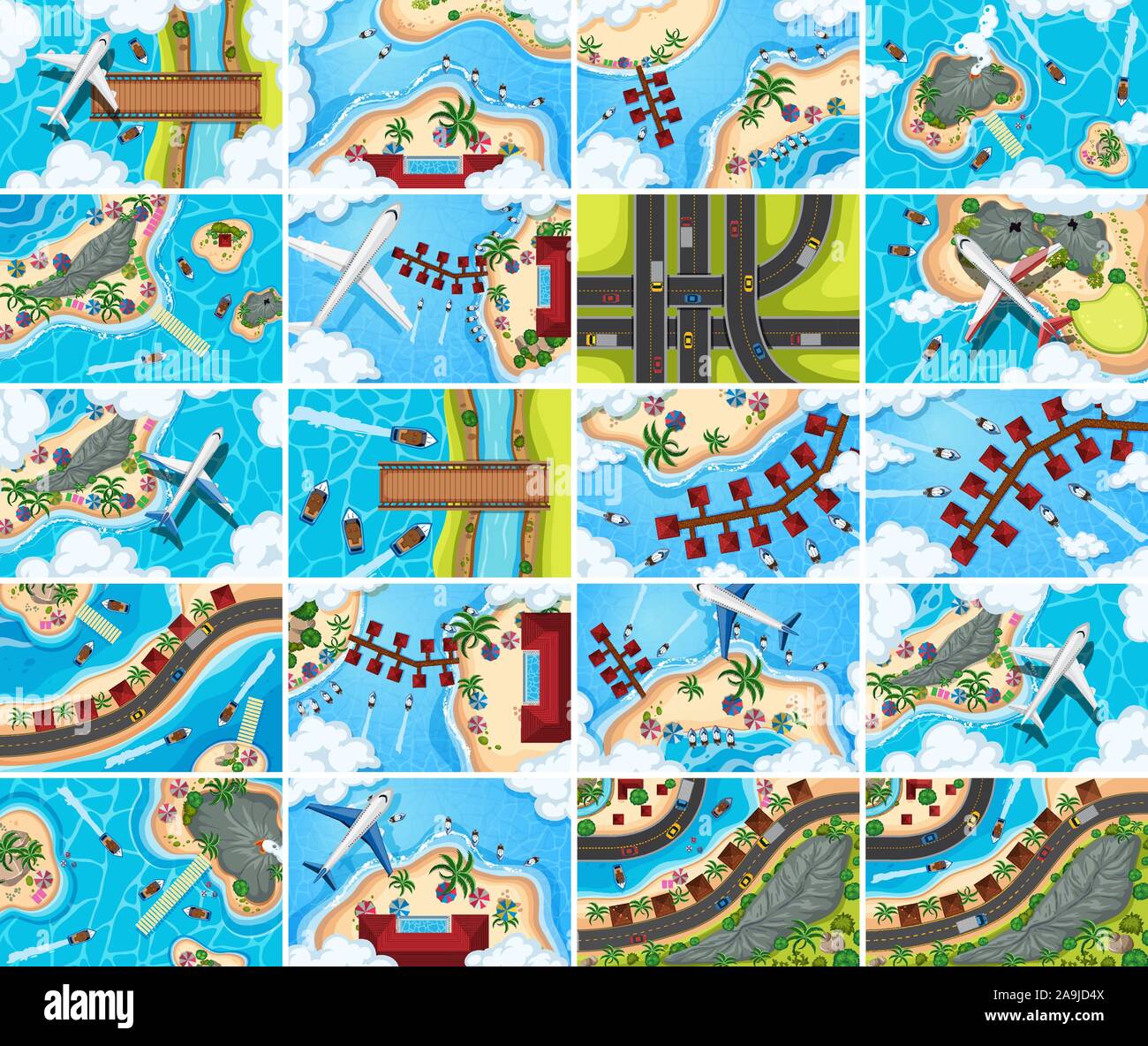 Set of aerial view scenes illustration Stock Vector Image & Art - Alamy