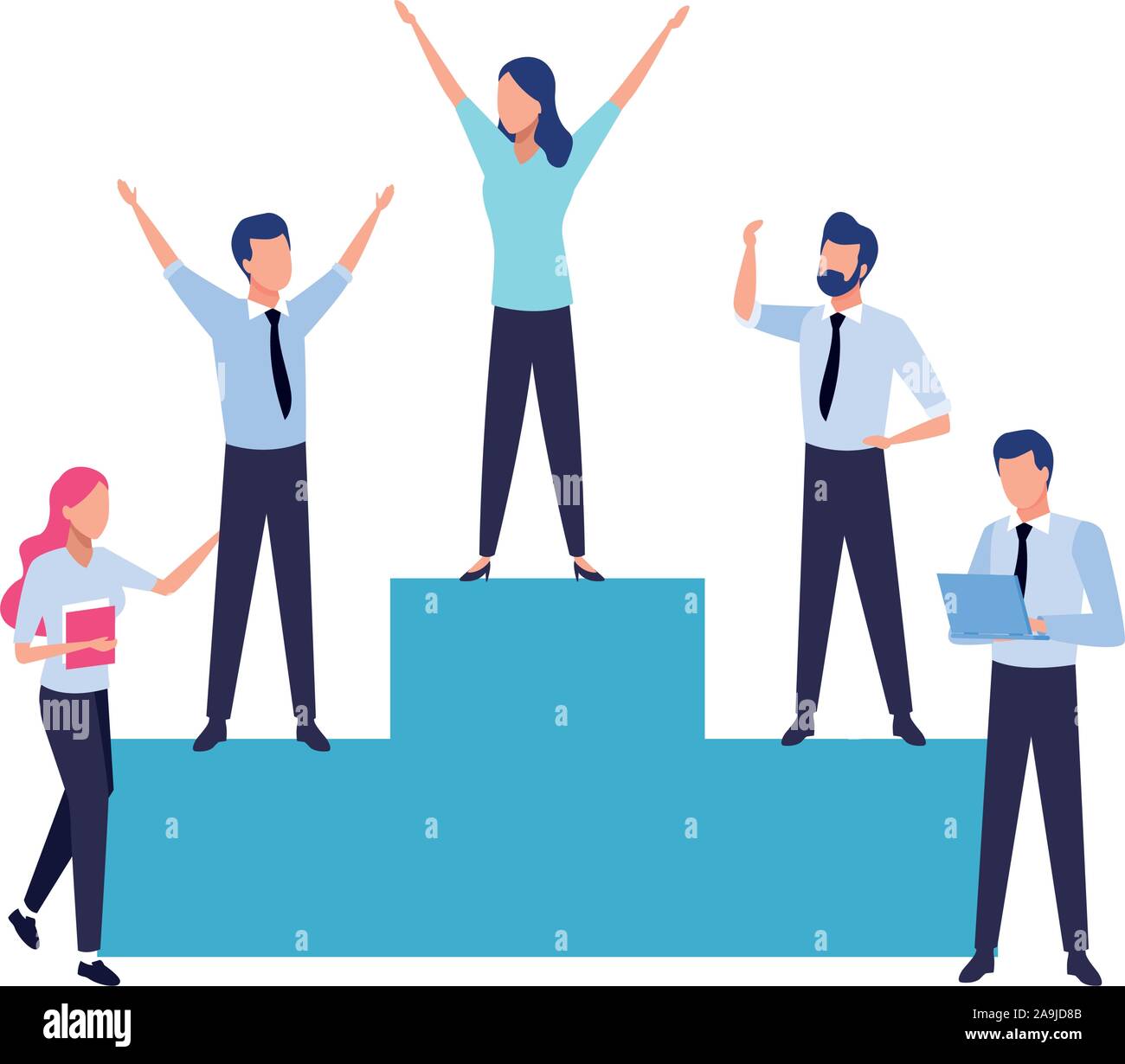podium with excited avatar businesspeople Stock Vector Image & Art - Alamy
