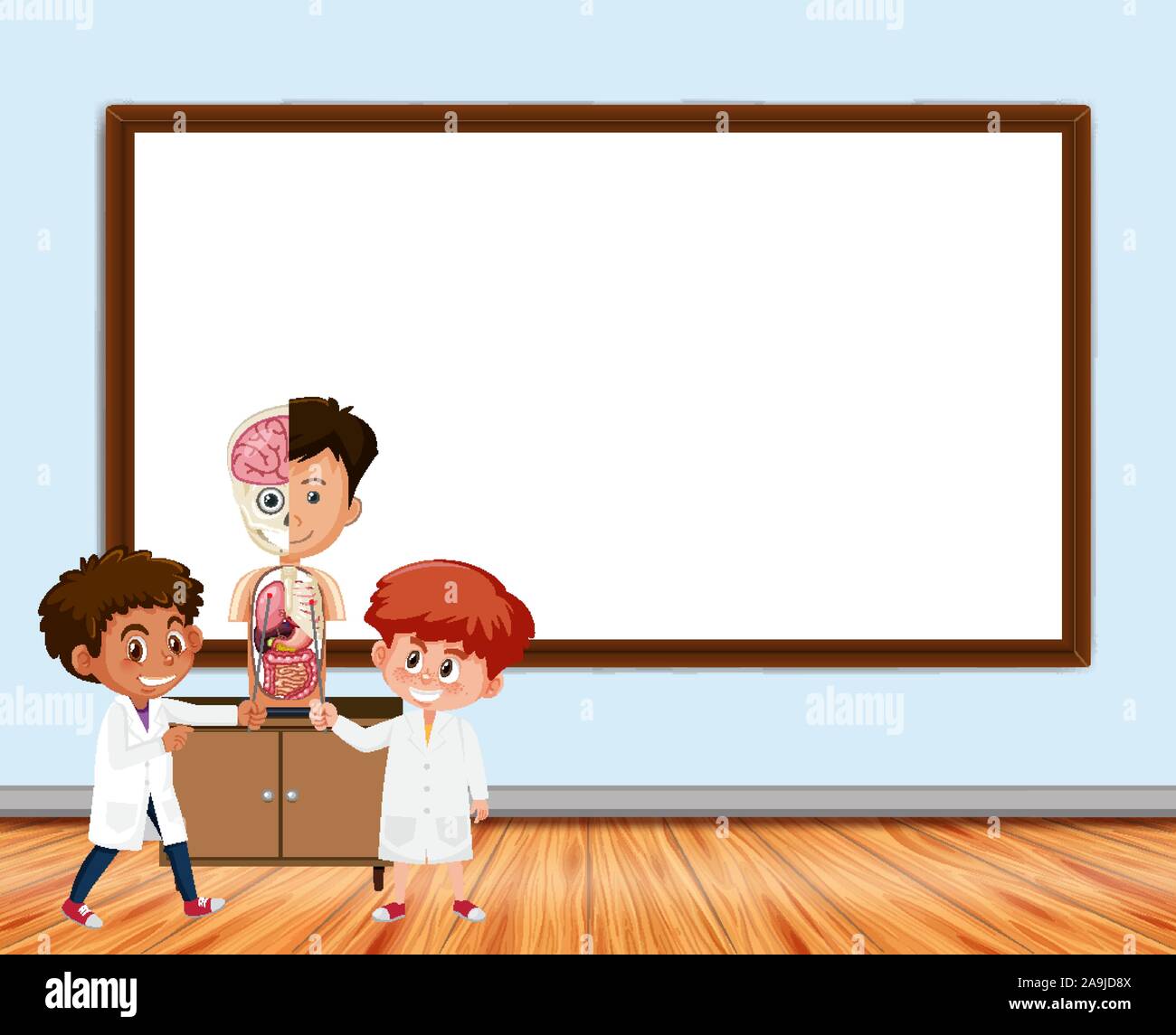 Frame design with board and students in class illustration Stock Vector ...