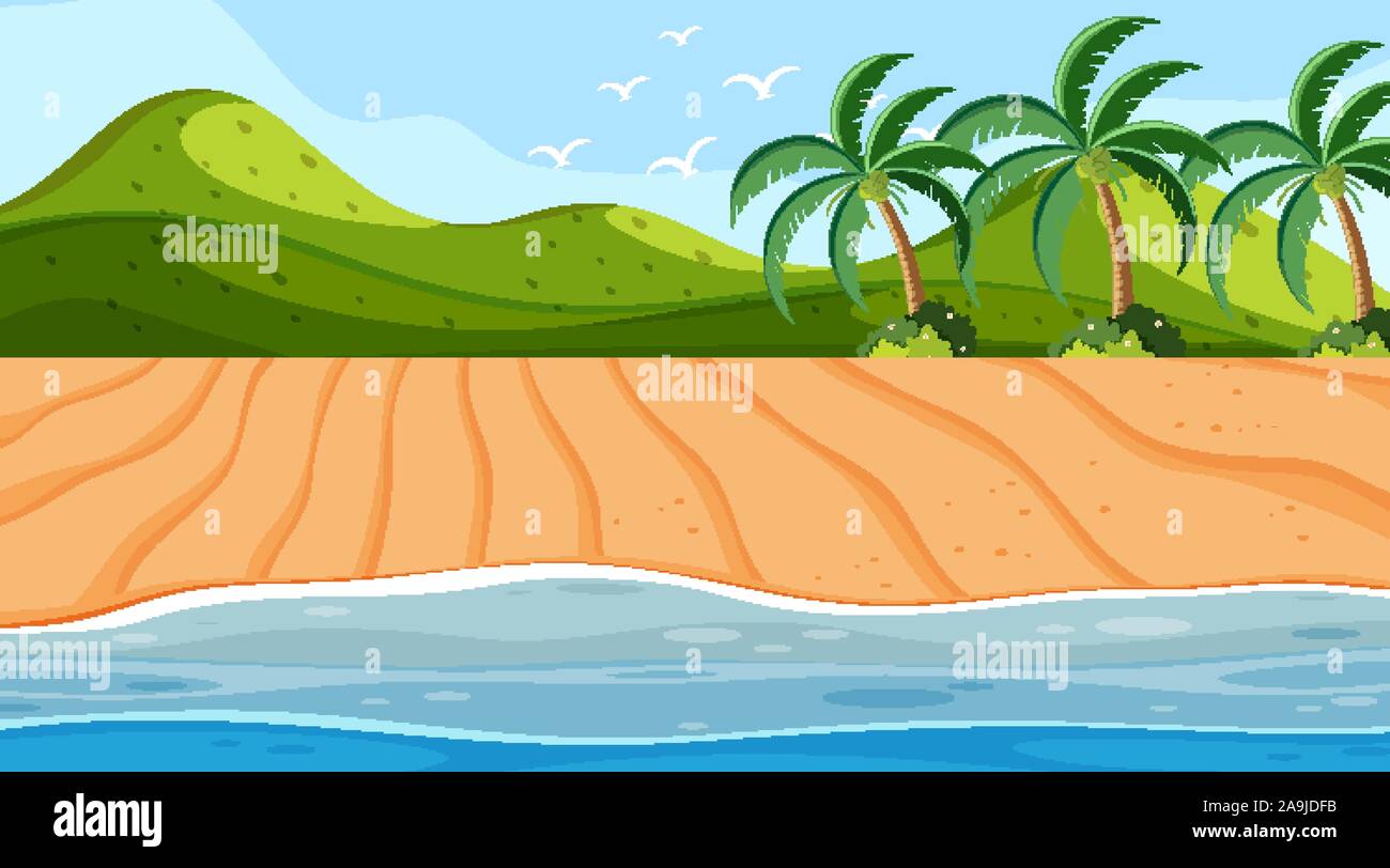 Nature scene with ocean at day time illustration Stock Vector Image ...