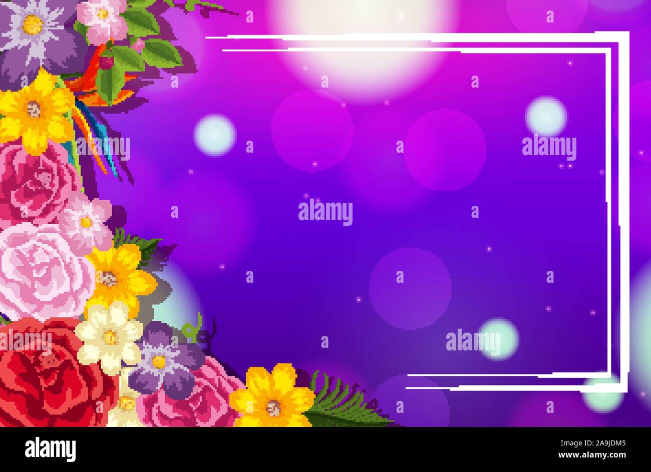 Frame template design with colorful flowers illustration Stock Vector ...