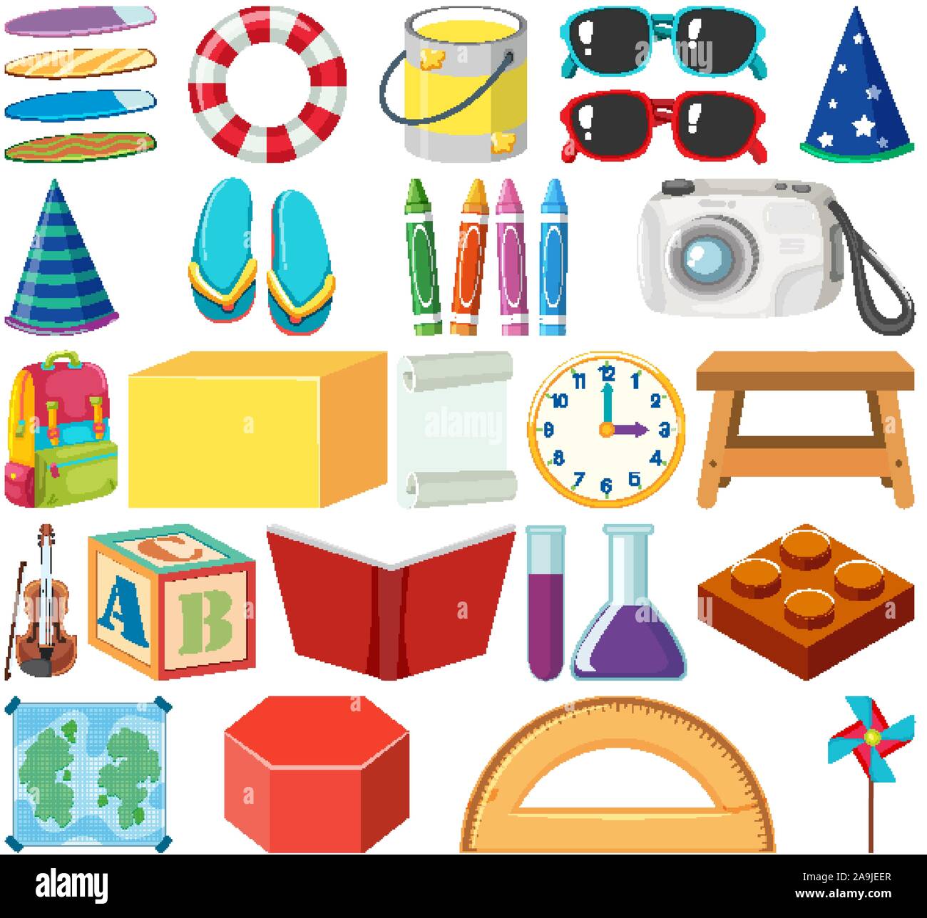 Set of isolated objects theme stationery illustration Stock Vector ...