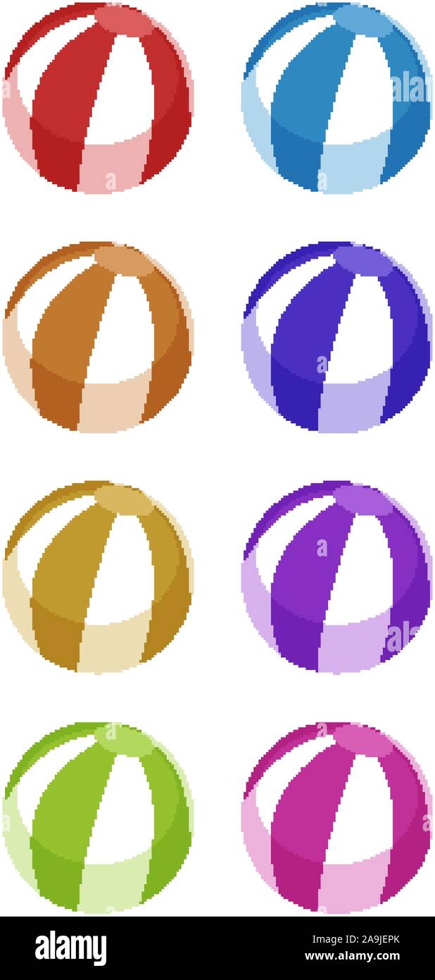 Set of beach ball in different colors illustration Stock Vector Image ...