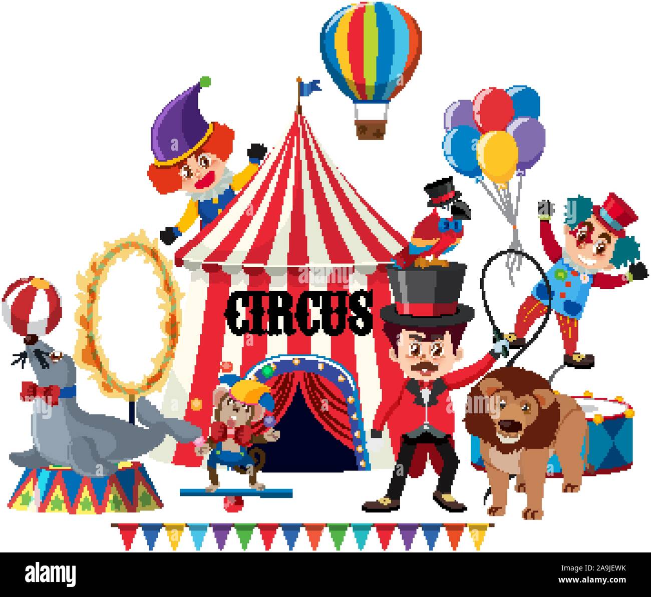 Circus animals and clowns illustration Stock Vector Image & Art - Alamy