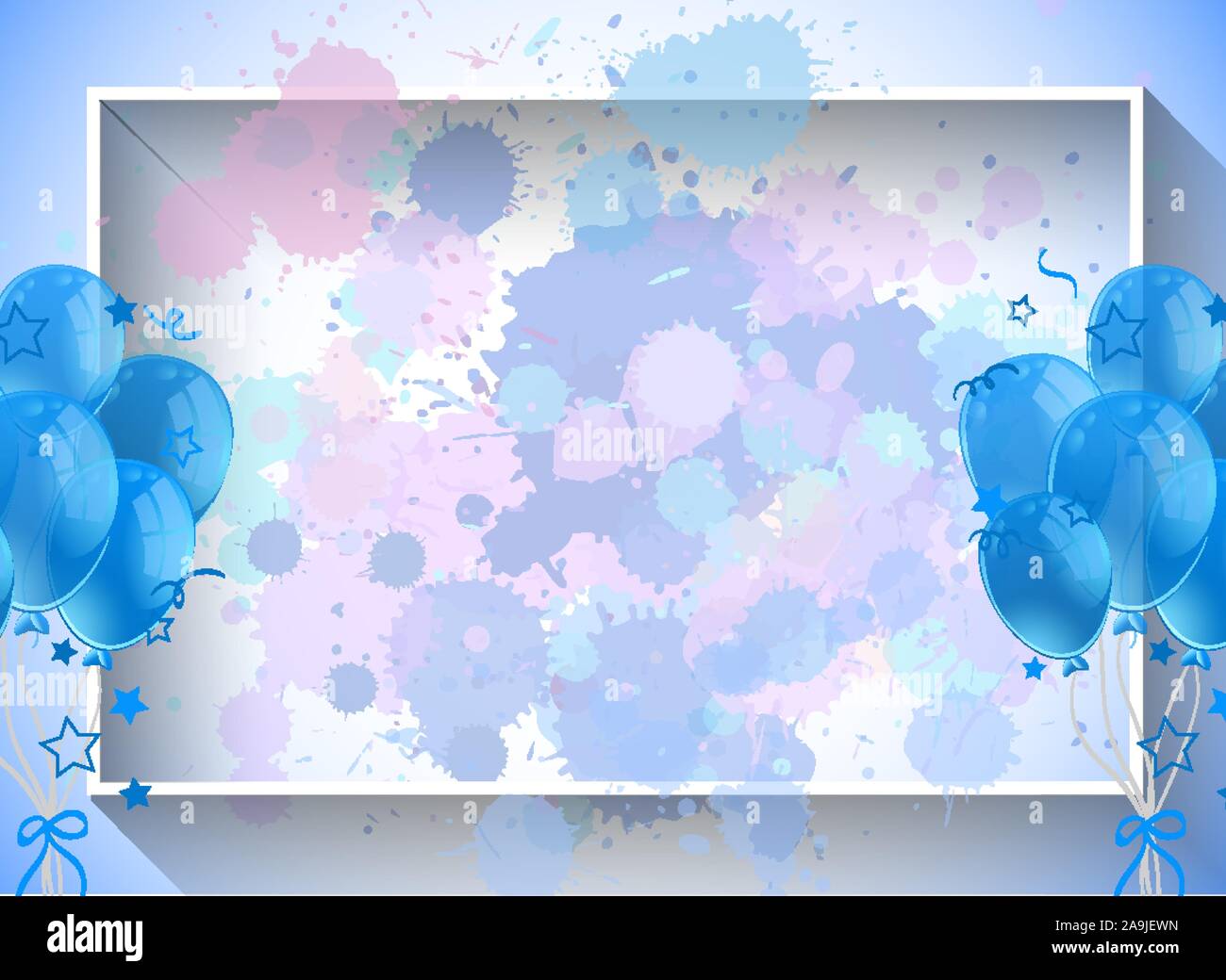 Frame template design with blue balloons illustration Stock Vector ...