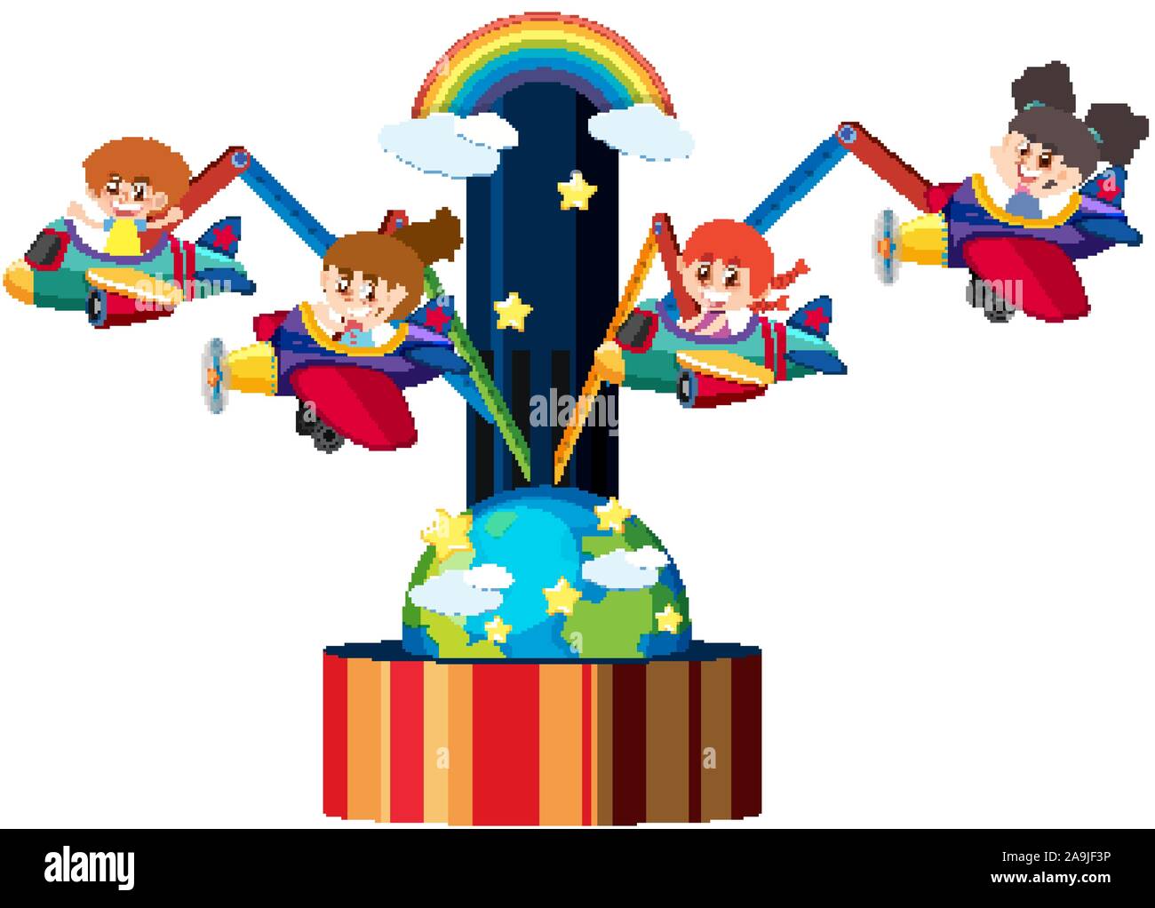 Four kids on airplane ride at circus illustration Stock Vector Image ...