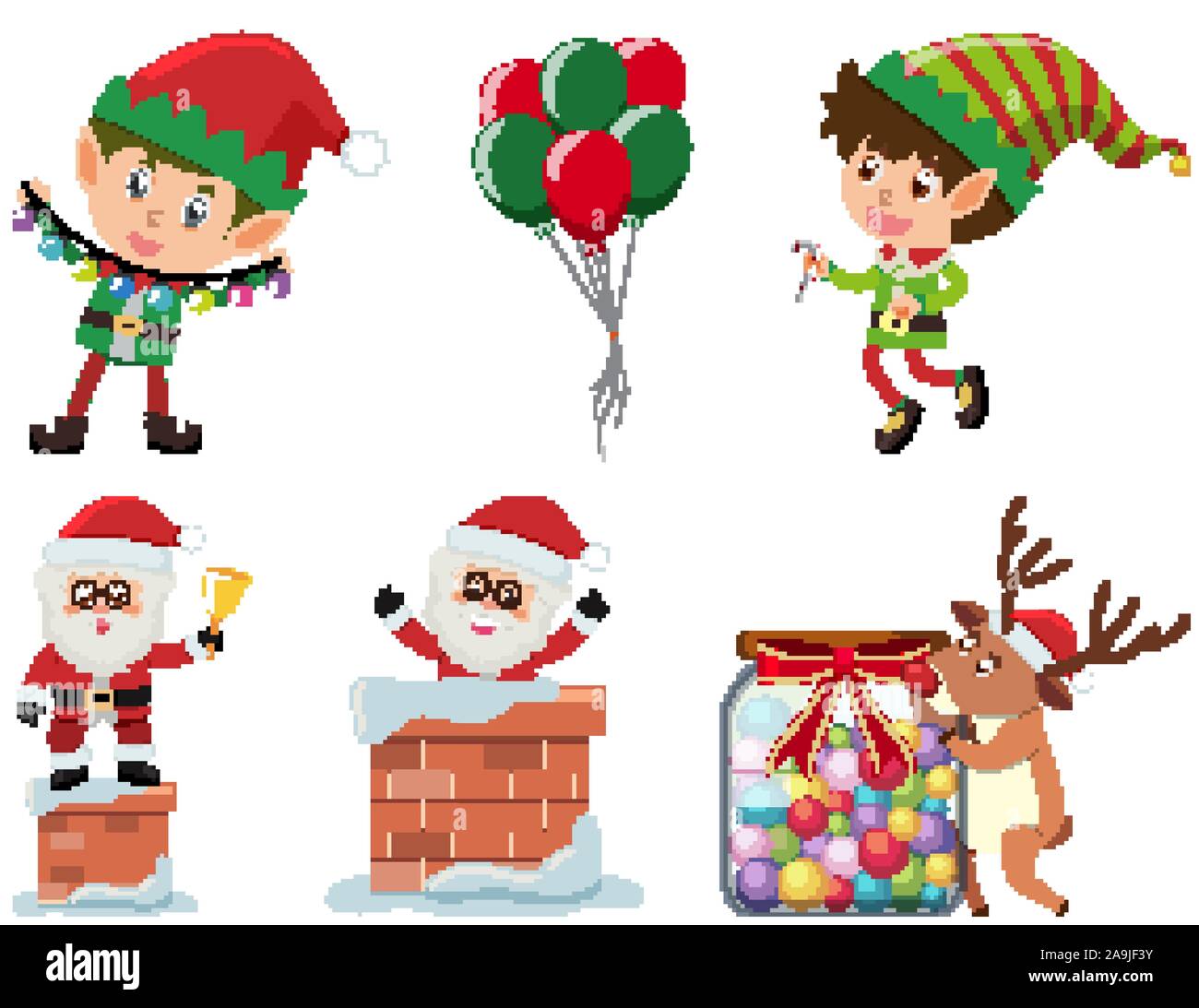 Christmas set with elf and Santa illustration Stock Vector Image & Art ...